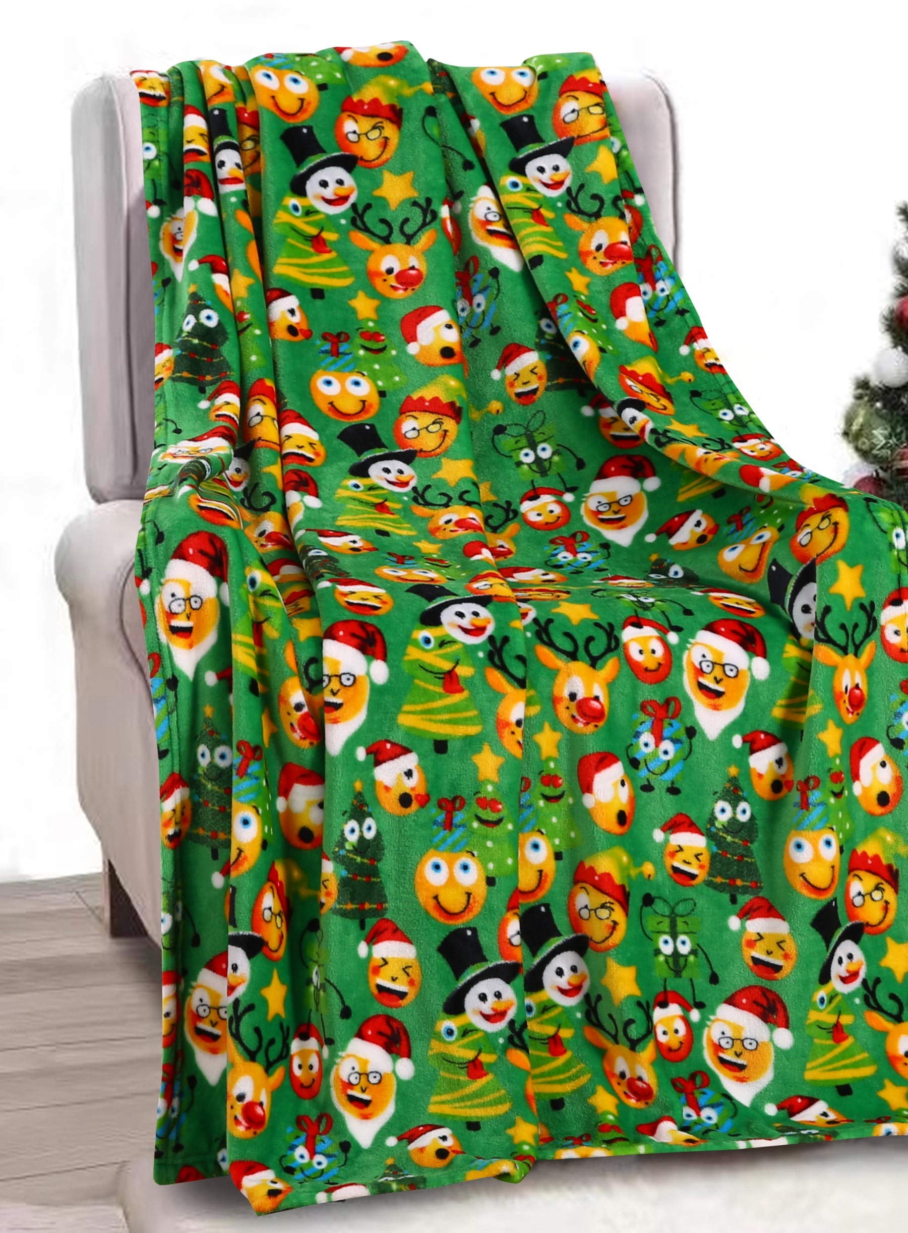 Holiday Blanket, Printed Soft Plush Throw, Fun Christmas Theme, Home ...