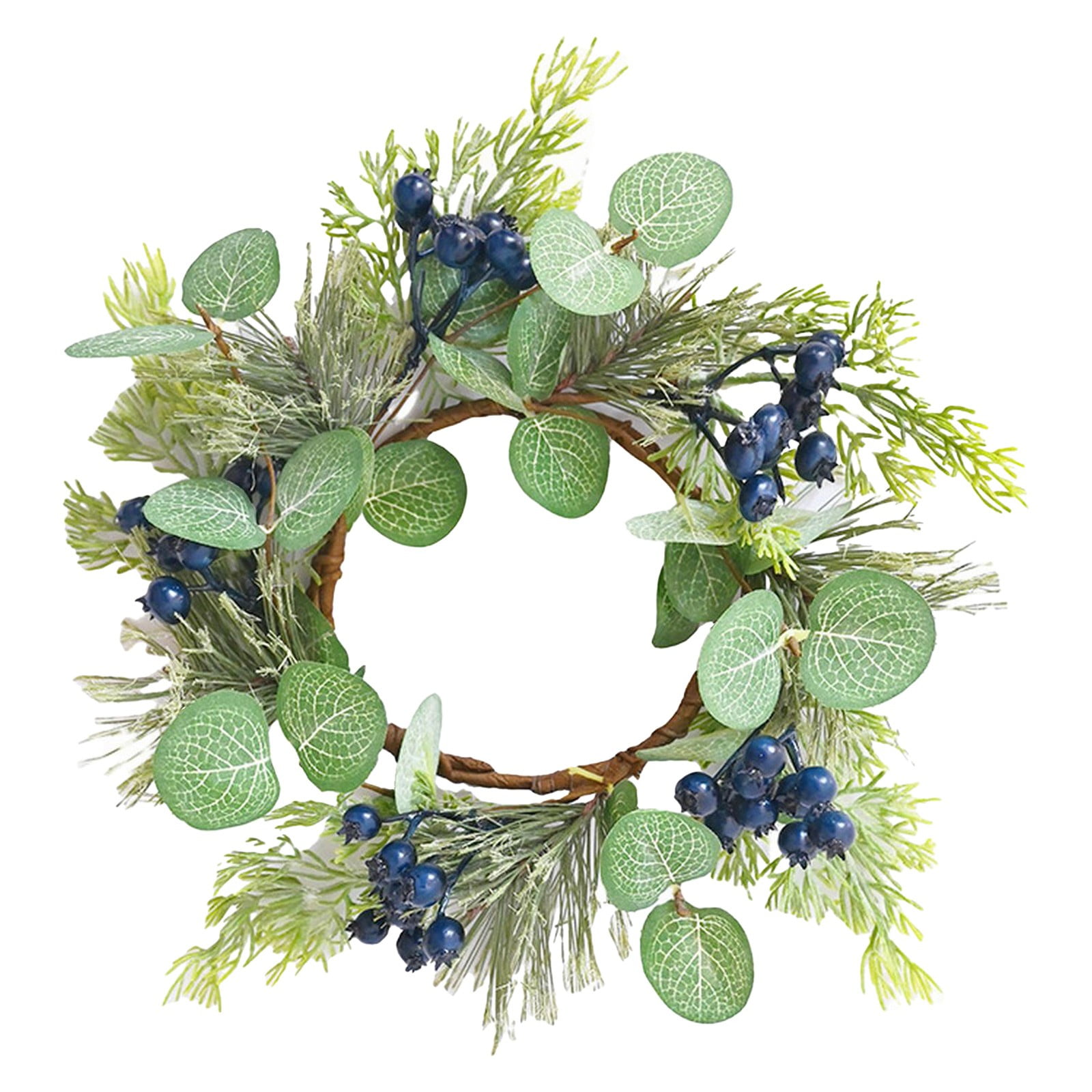Holiday Blueberry Candle Wreath; Christmas Candle Rings Wreaths 4 Inch ...