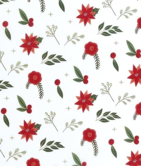 Holiday Botanical Poinsettia Holly Christmas Pattern On Edible Image ...