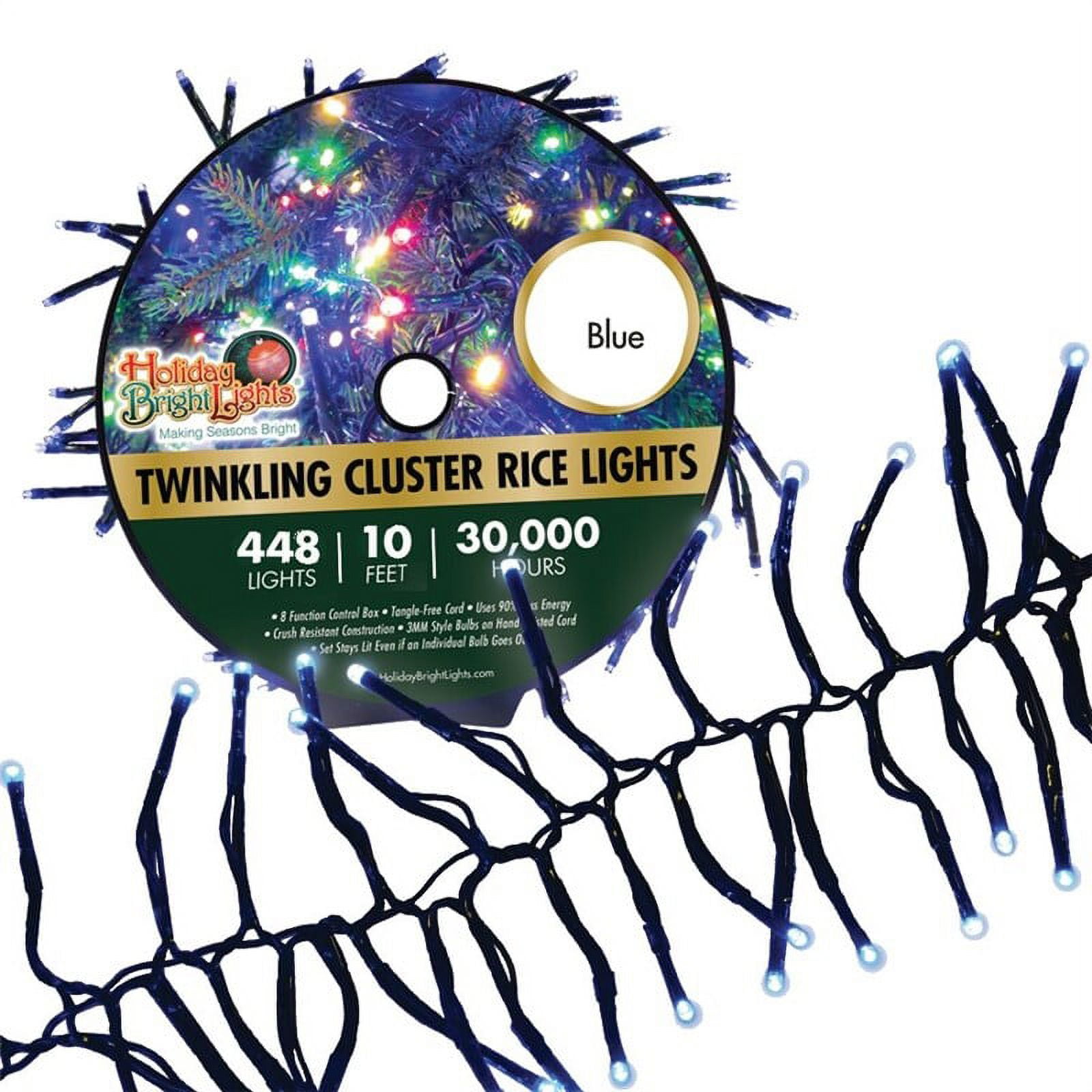 Holiday Bright LED-3MCR448-GBL Twinkling Cluster Rice 448 Blue Light ...