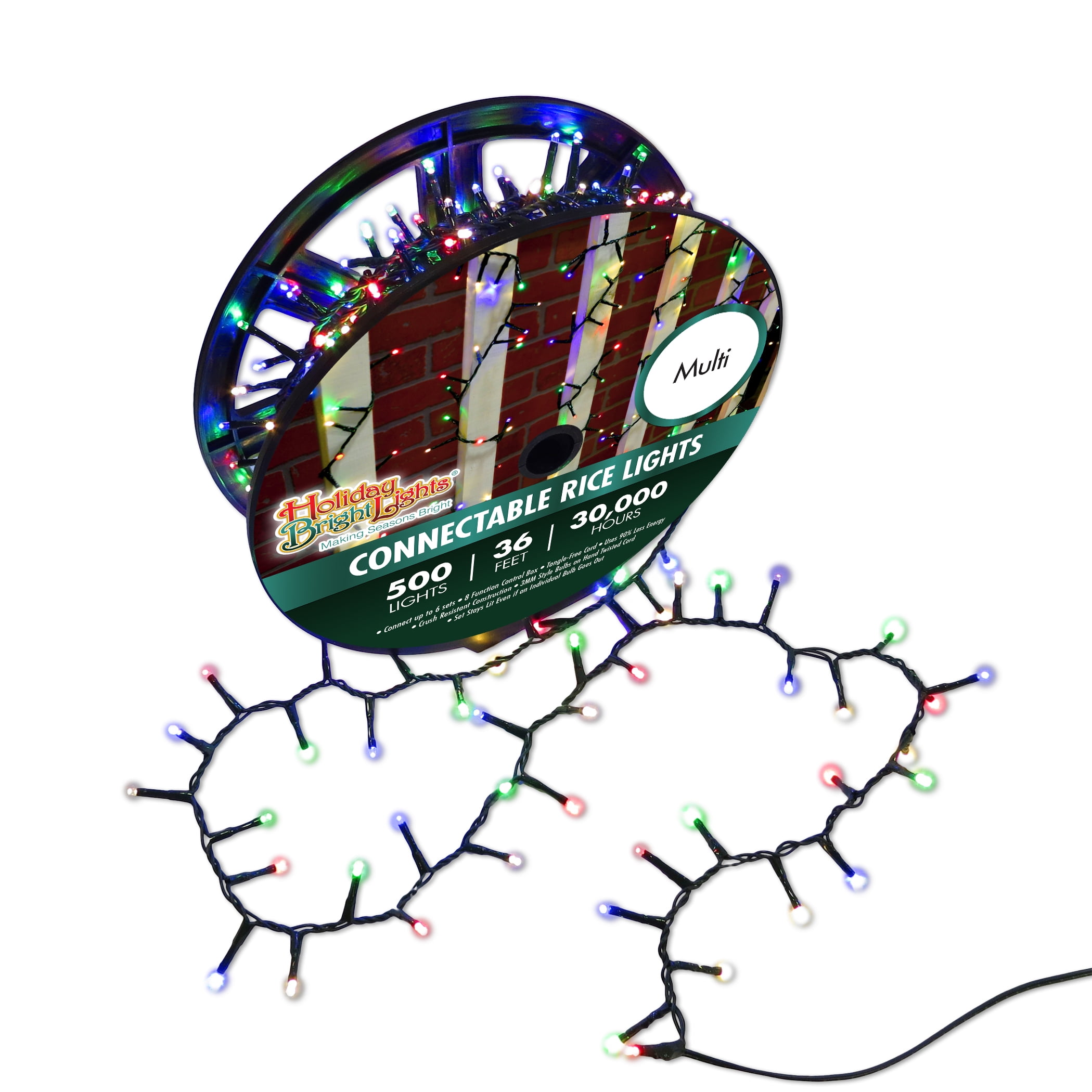 Holiday Bright Lights Christmas 500L Twinkling Straight Rice ...