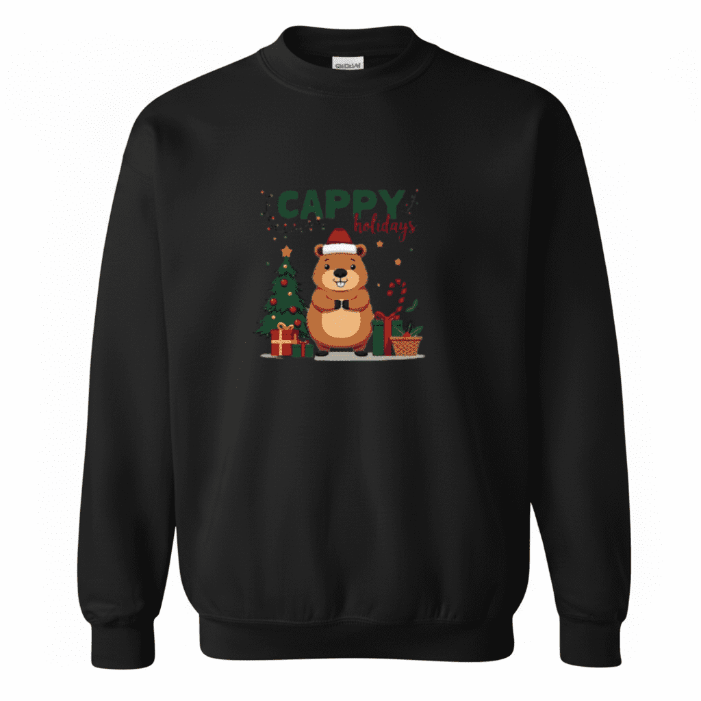 Holiday Capybara Funny Cappy Christmas Meme Art Sweatshirt, up to size ...
