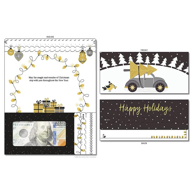 Holiday Card | Zip-Open Money Holder w/Clear Plastic Window for Cash ...