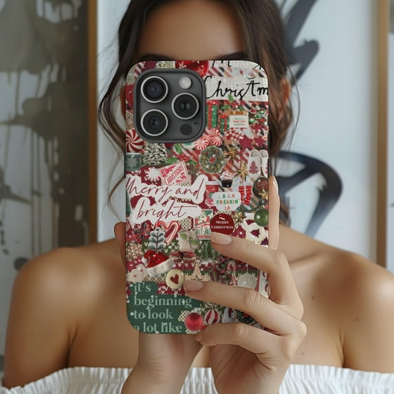 Holiday Cheer Collage Phone Case Festive Winter Pattern Art 17 11 12 13 ...