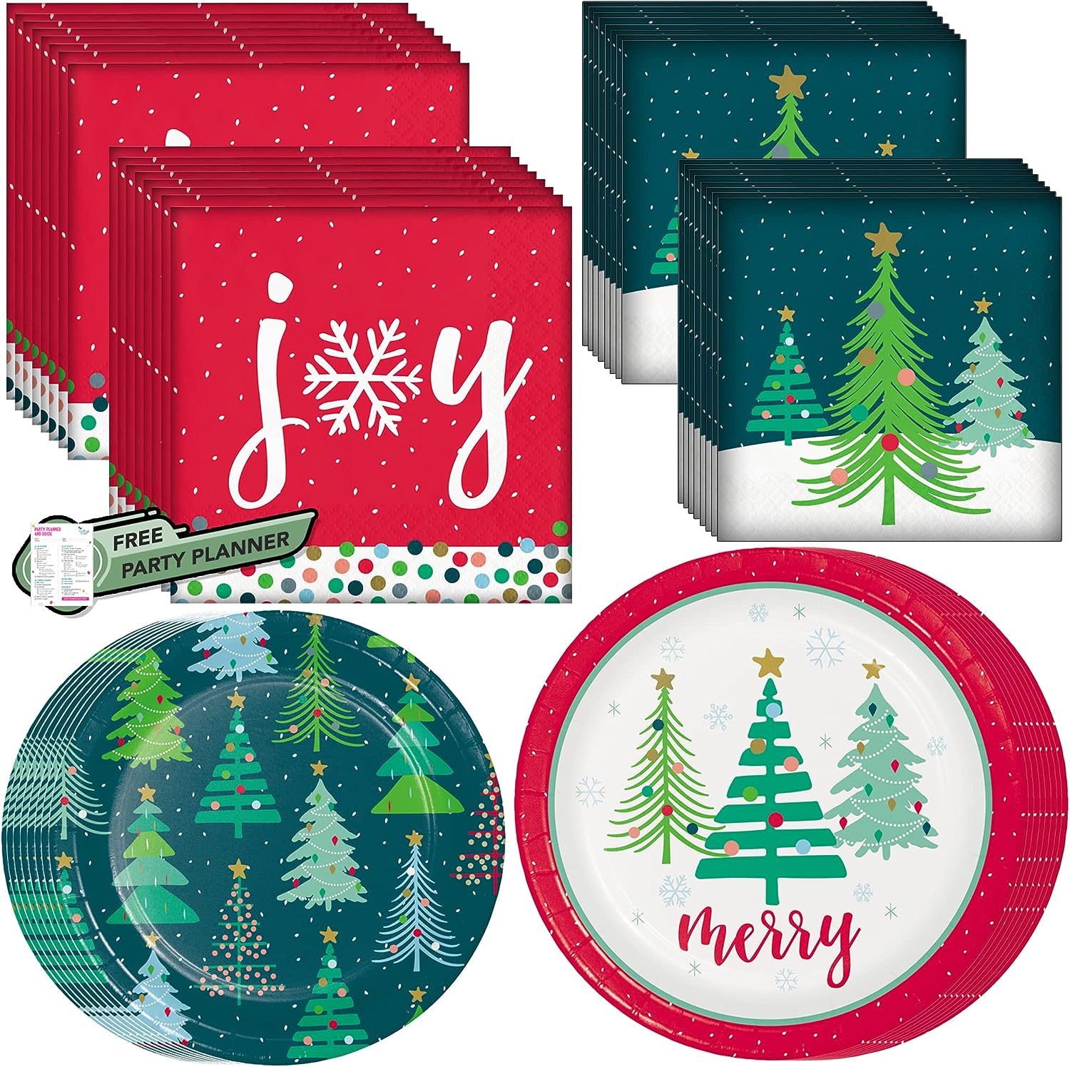 Holiday Cheer Party Bundle - Dinner & Dessert Plates, Luncheon ...