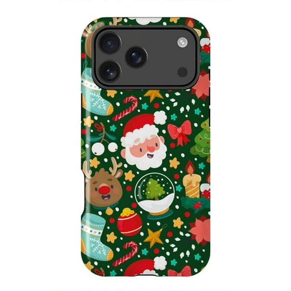 Holiday Cheer Pattern Festive Christmas Theme Case with iPhone 17 to 11 ...