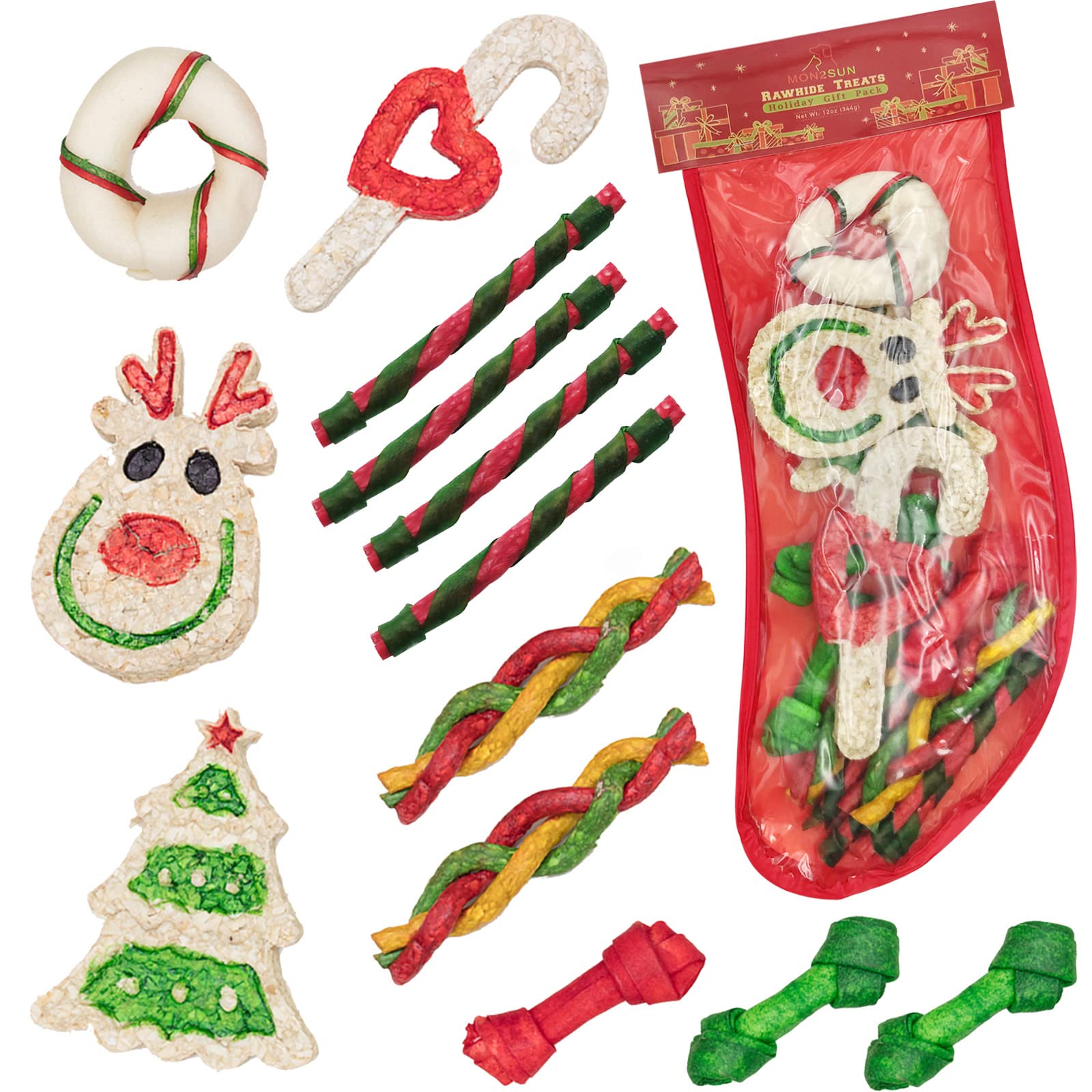 Holiday Christmas Dog Rawhide Treats Stocking for Small to Medium Dogs ...