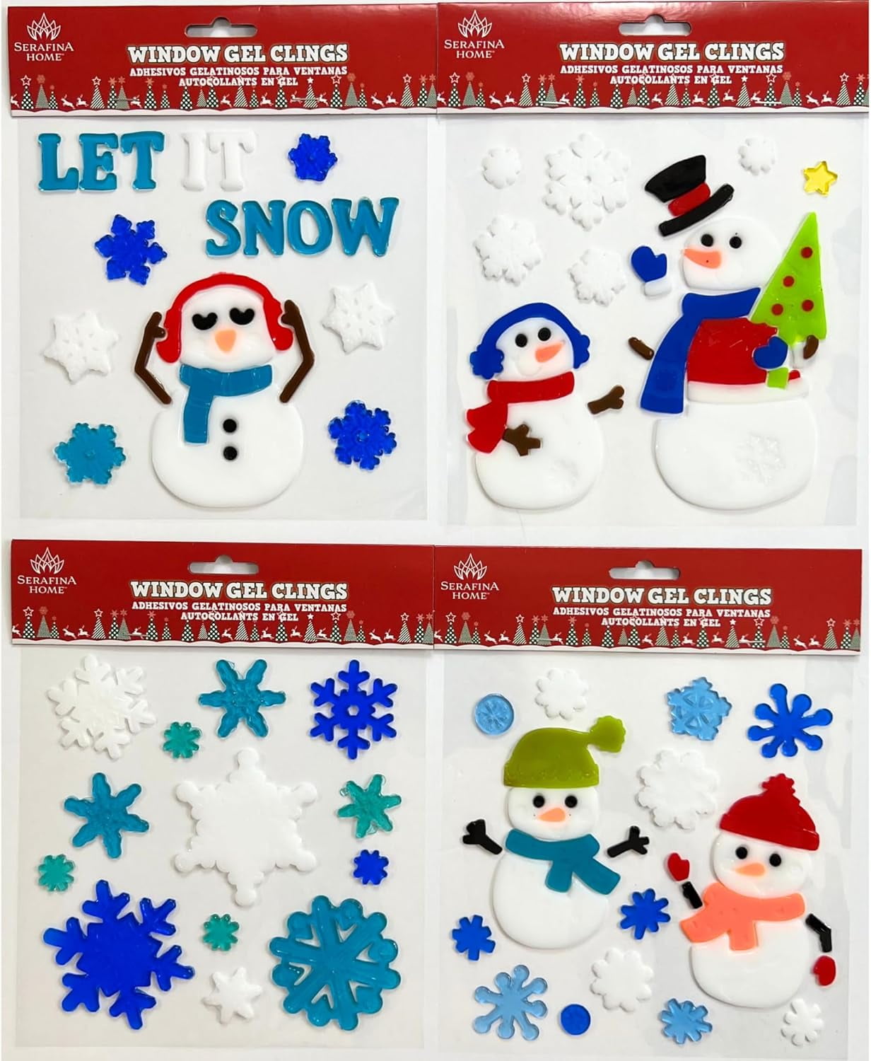 Holiday Christmas Gel Clings: Santa Claus Tree Presents Decorations for ...