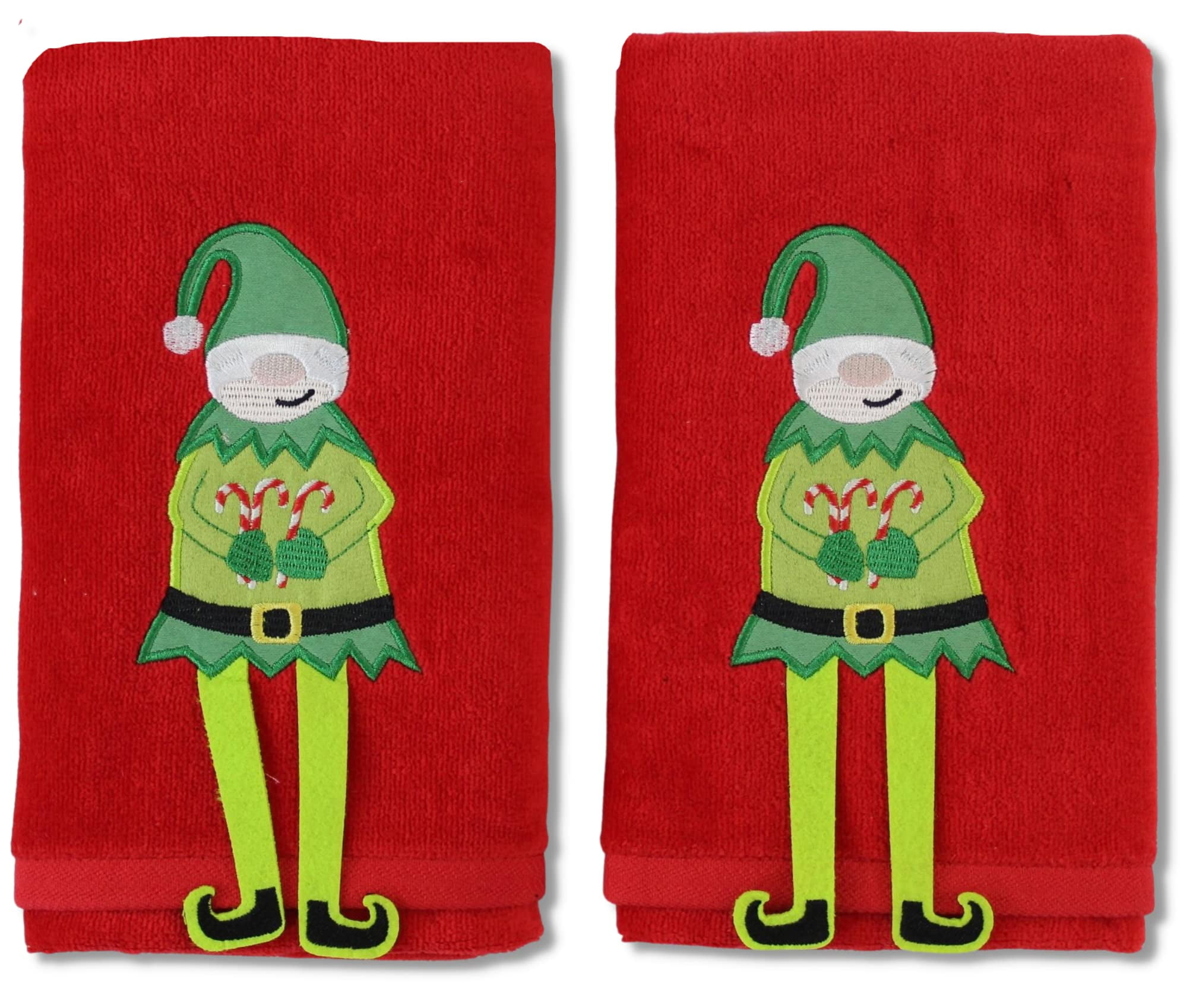 Serafina Home Holiday Christmas Hand Towels: Santa's Helper Embroidered ...