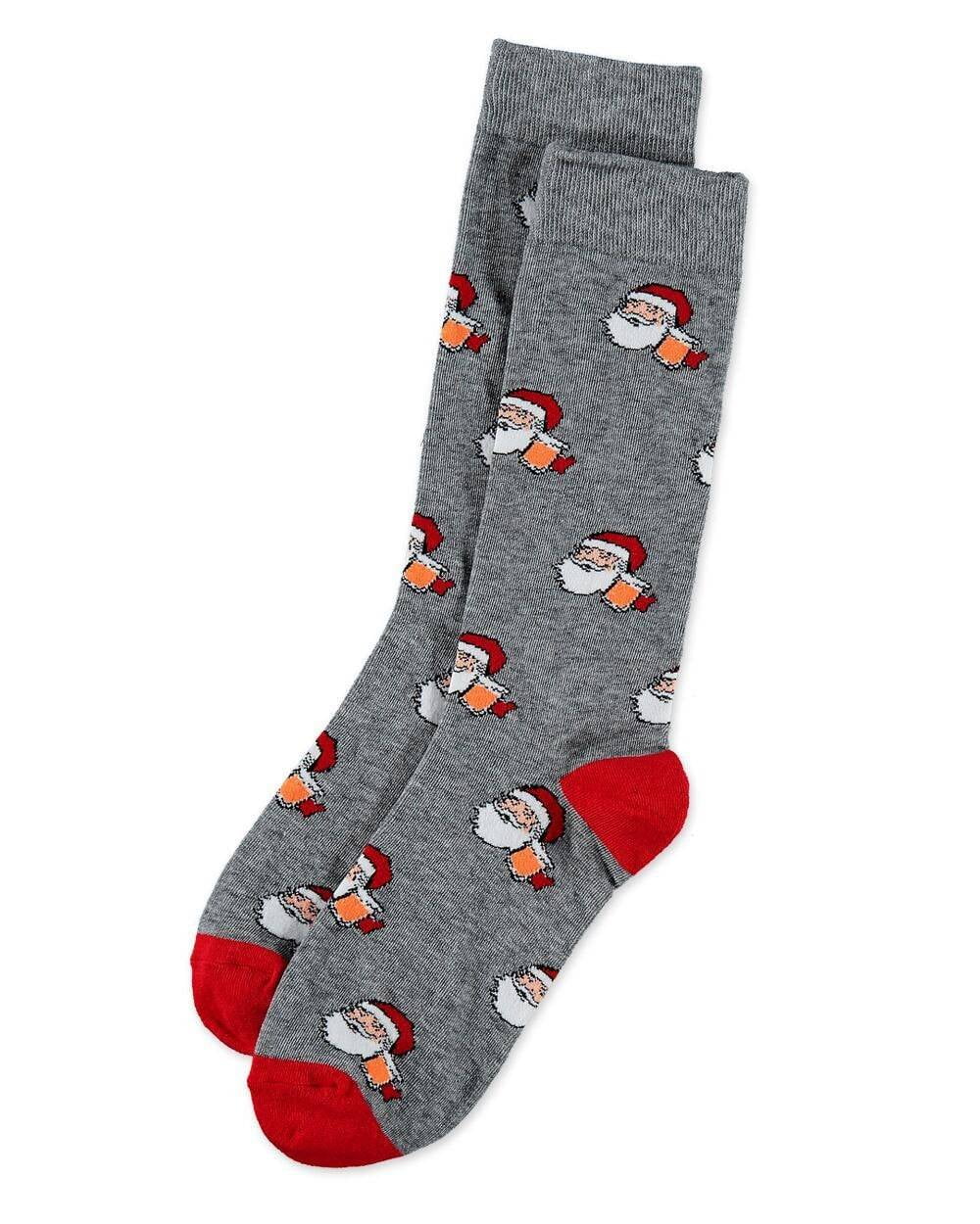Holiday Christmas Men's Santa Frosty Beer Mug Crew Socks New Orleans ...