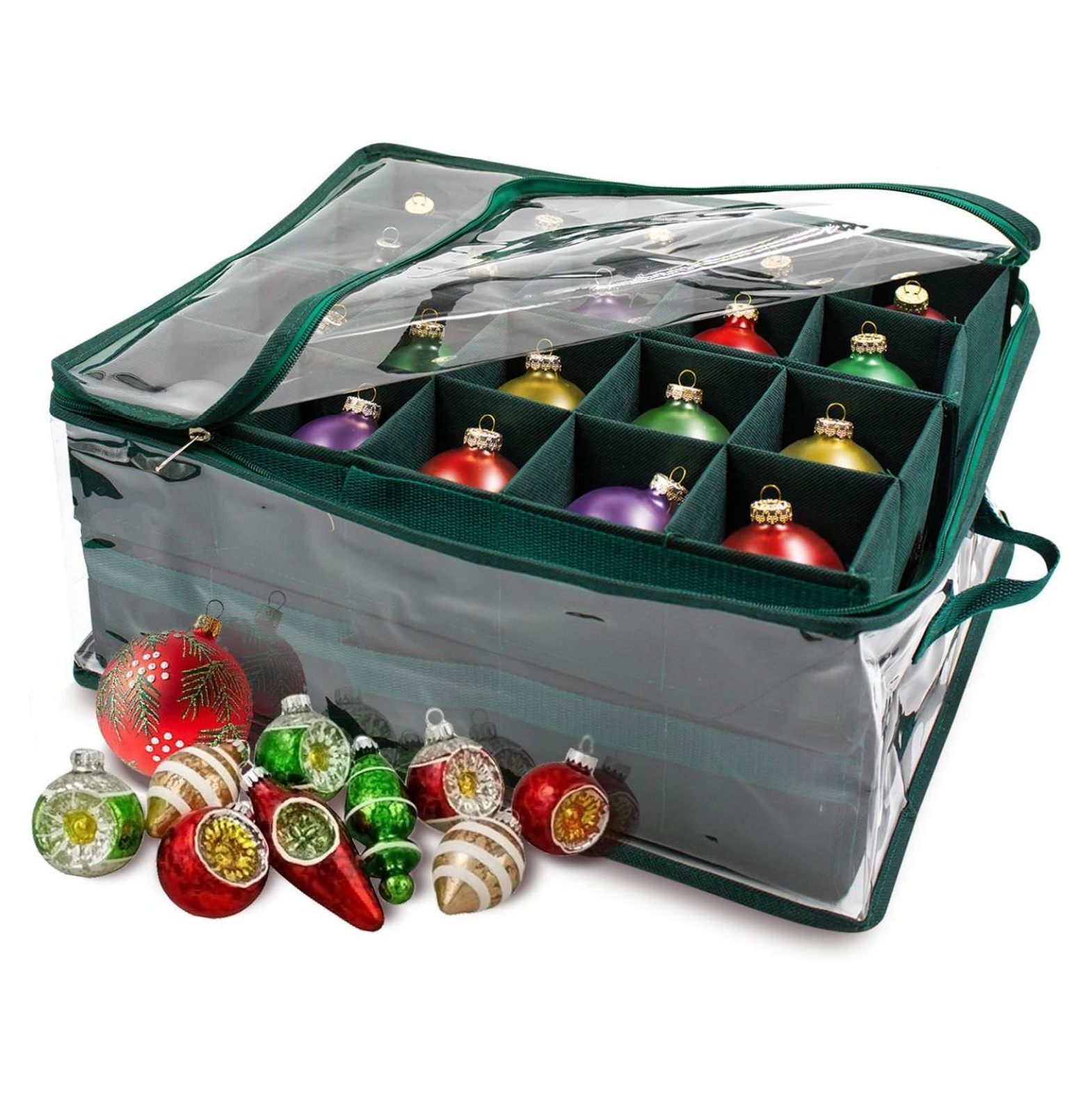 Holiday Christmas Ornament Storage Container for 40 Ornaments | Clear ...