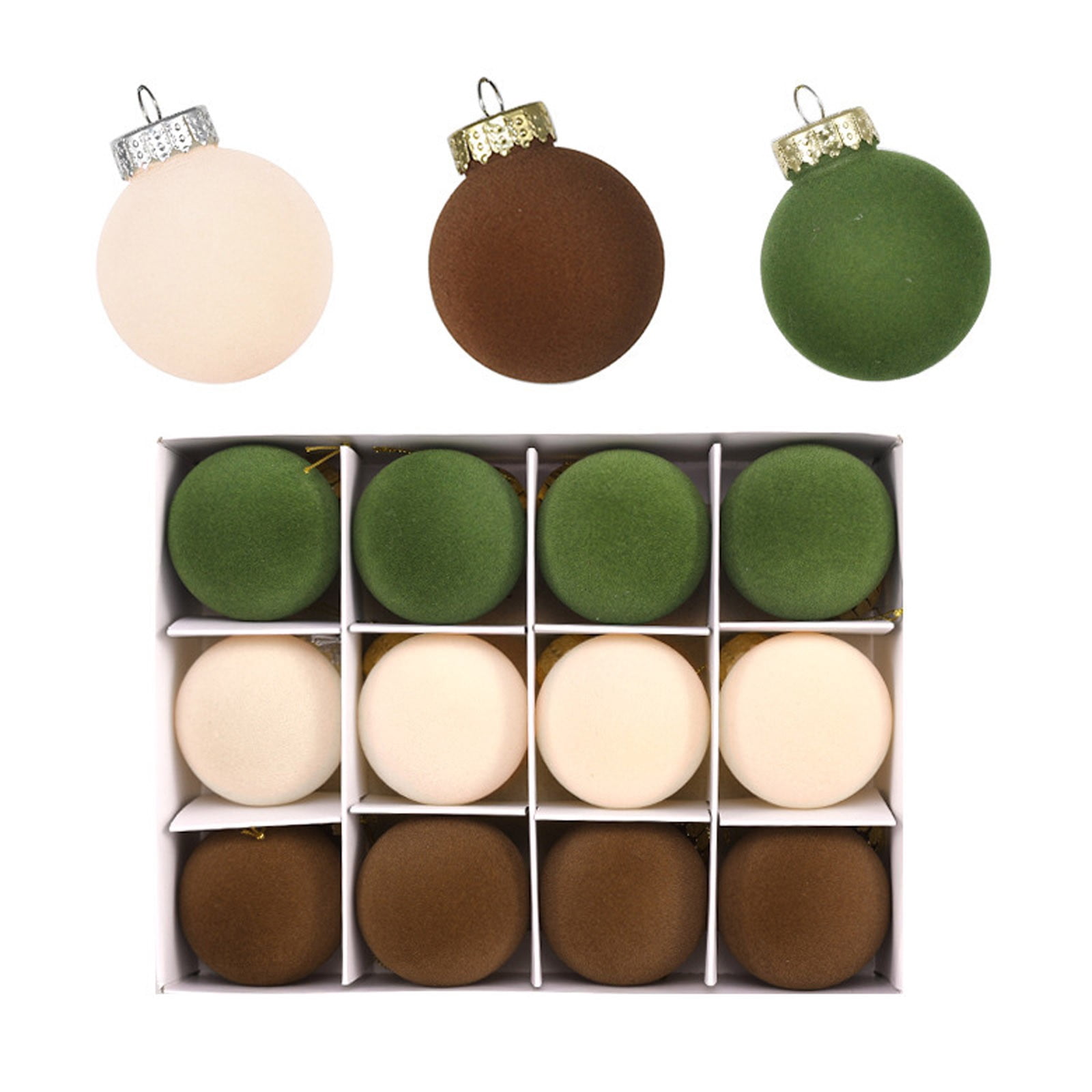 Holiday Christmas Ornaments - Flocked Decorative Balls for Xmas Tree ...