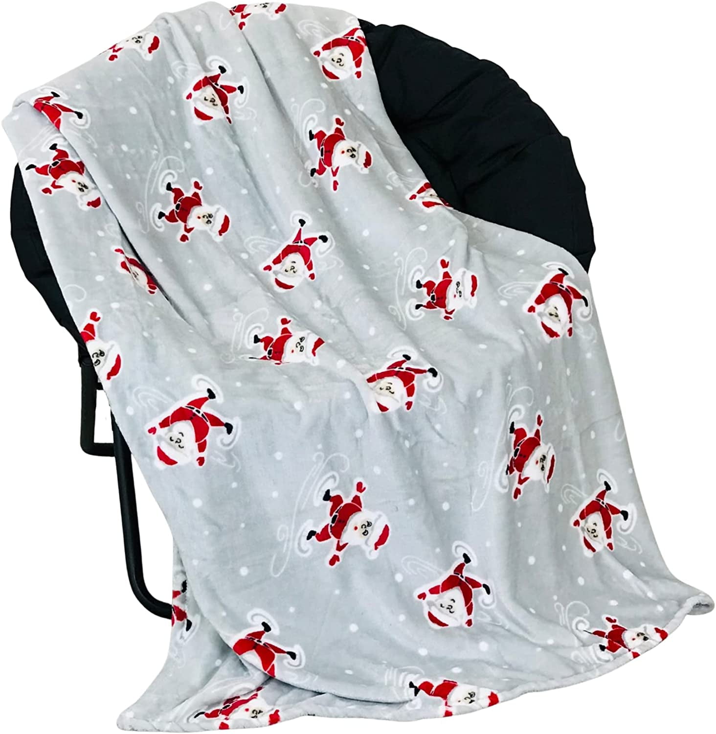 Holiday Christmas Throw Blanket: Santa Making Snow Angels Skating on ...