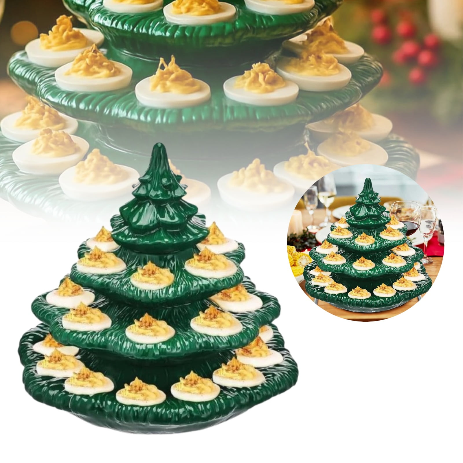Holiday Christmas Tree 3 Tier Deviled Egg Platter, Essential for Party ...