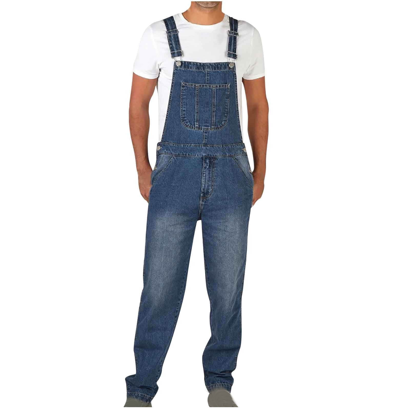 Holiday Clearance! ZVNAΖH Men's Slim Fit Denim Bib Overalls Adjustable ...