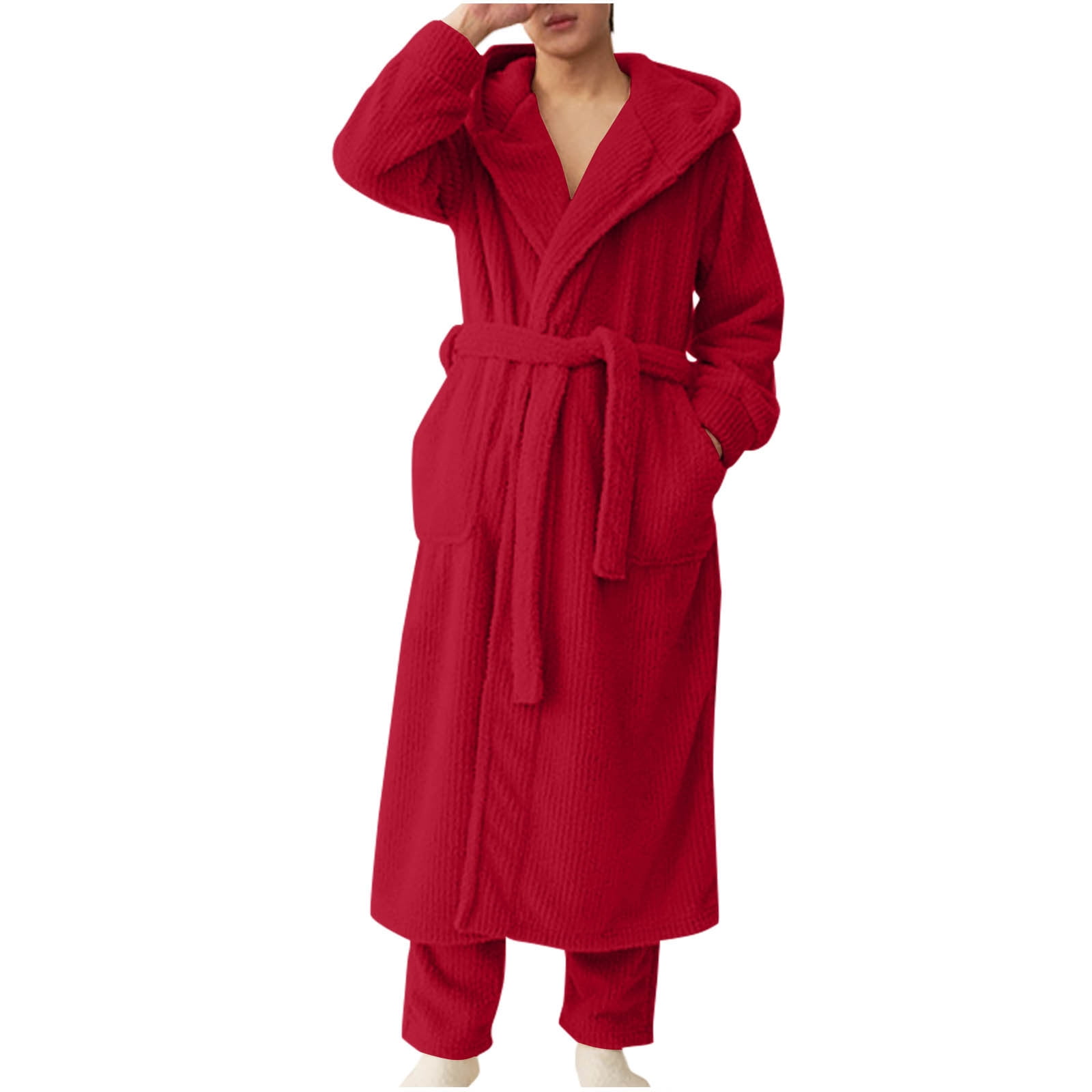 Holiday Clearance! ZVNAΖH Mens Plush Fleece Robe, Cozy Warm Bathrobe ...