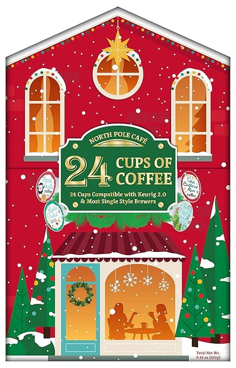 Holiday Coffee Advent Calendar Gift Set, 24 Cups of Premium Single ...