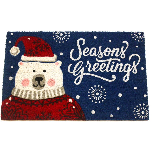 Holiday Coir Doormat Christmas Welcome Mat Entry, Front Door Outdoor ...