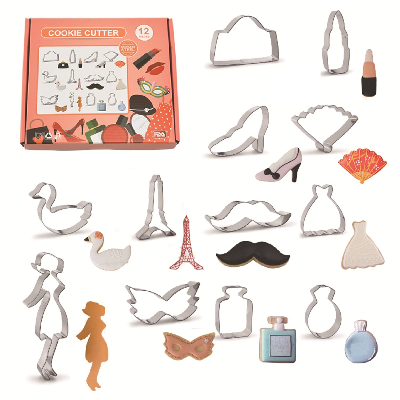 Holiday Cookie Cutters,Stainless Steel Cookie Princess Series DIY Cake ...