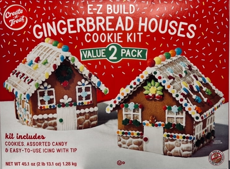 Holiday Create-A-Treat E-Z Build Gingerbread Houses Cookie Kit, Value 2 ...