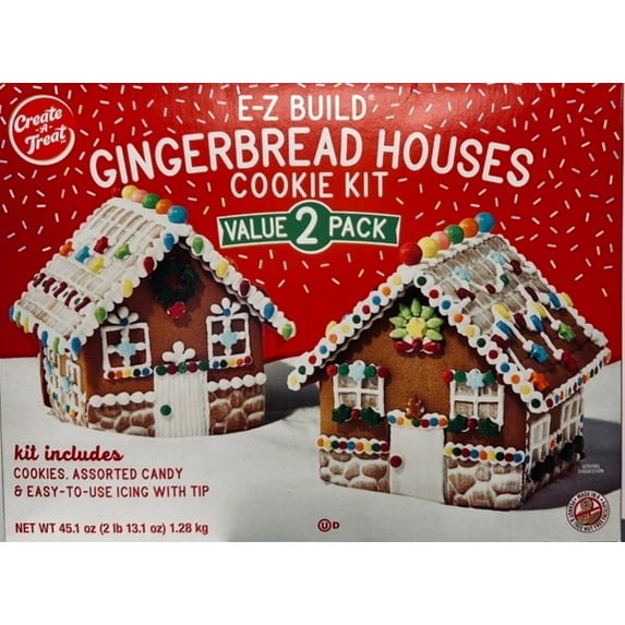 Holiday Create-A-Treat E-Z Build Gingerbread Houses Cookie Kit, Value 2 ...