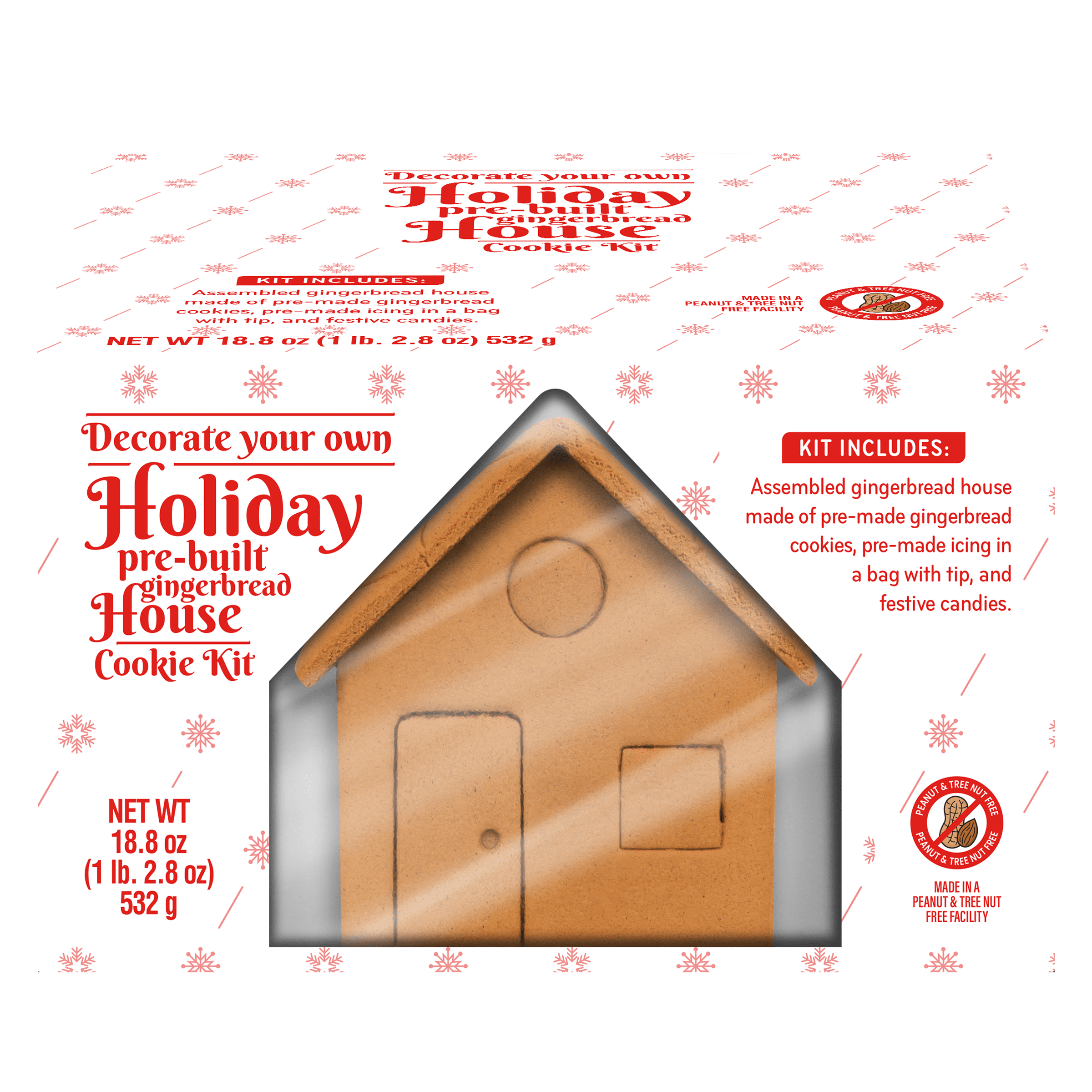 Holiday Create A Treat, Pre-Built Gingerbread Cookie House Kit, 18.8 oz ...
