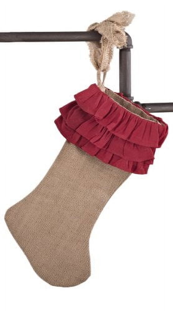 Holiday DÃ©cor Ruffle Design Jute Christmas Stocking, One Piece (red ...