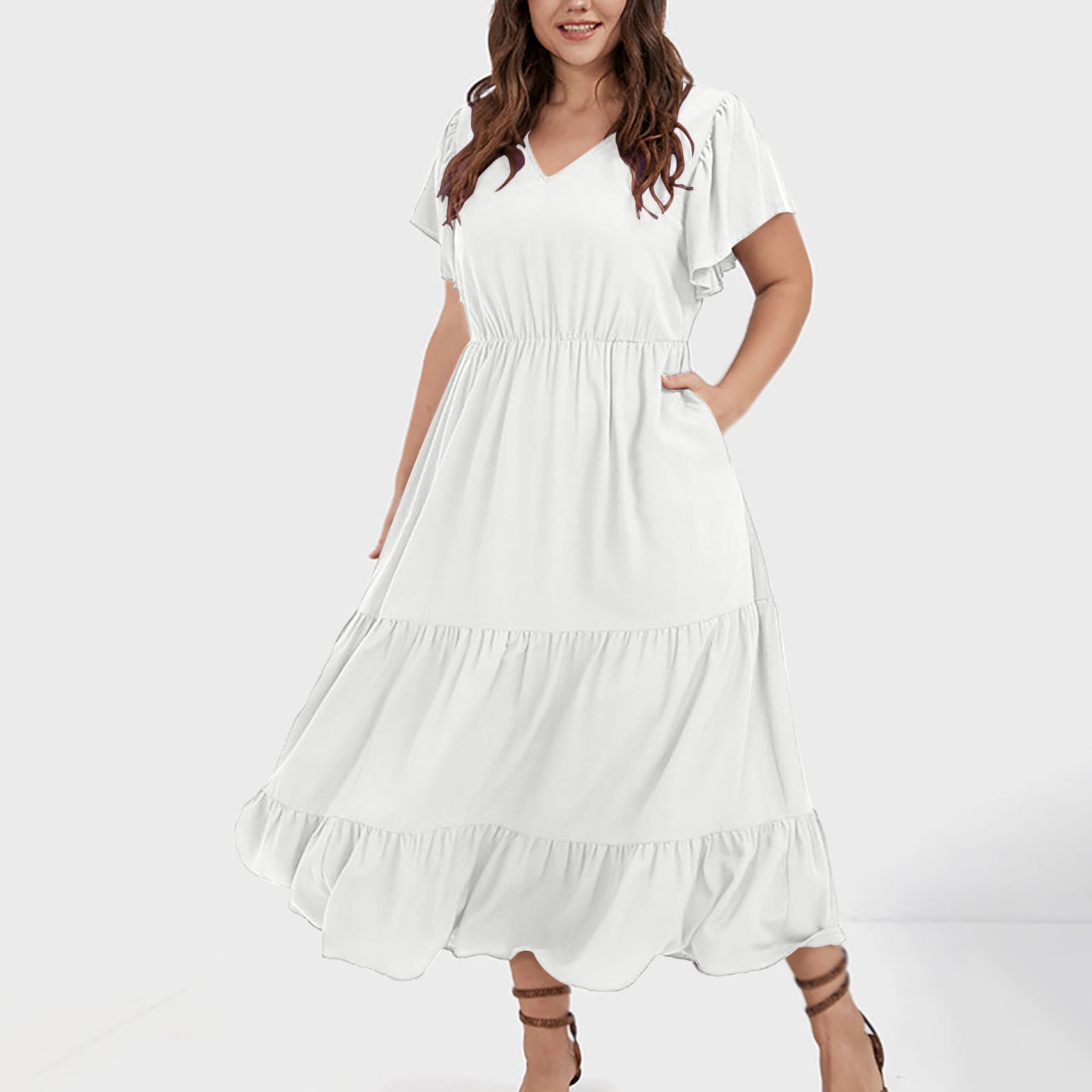 Holiday Deals 2023 Loopsun Womens Summer Dresses Casual V Neck Short