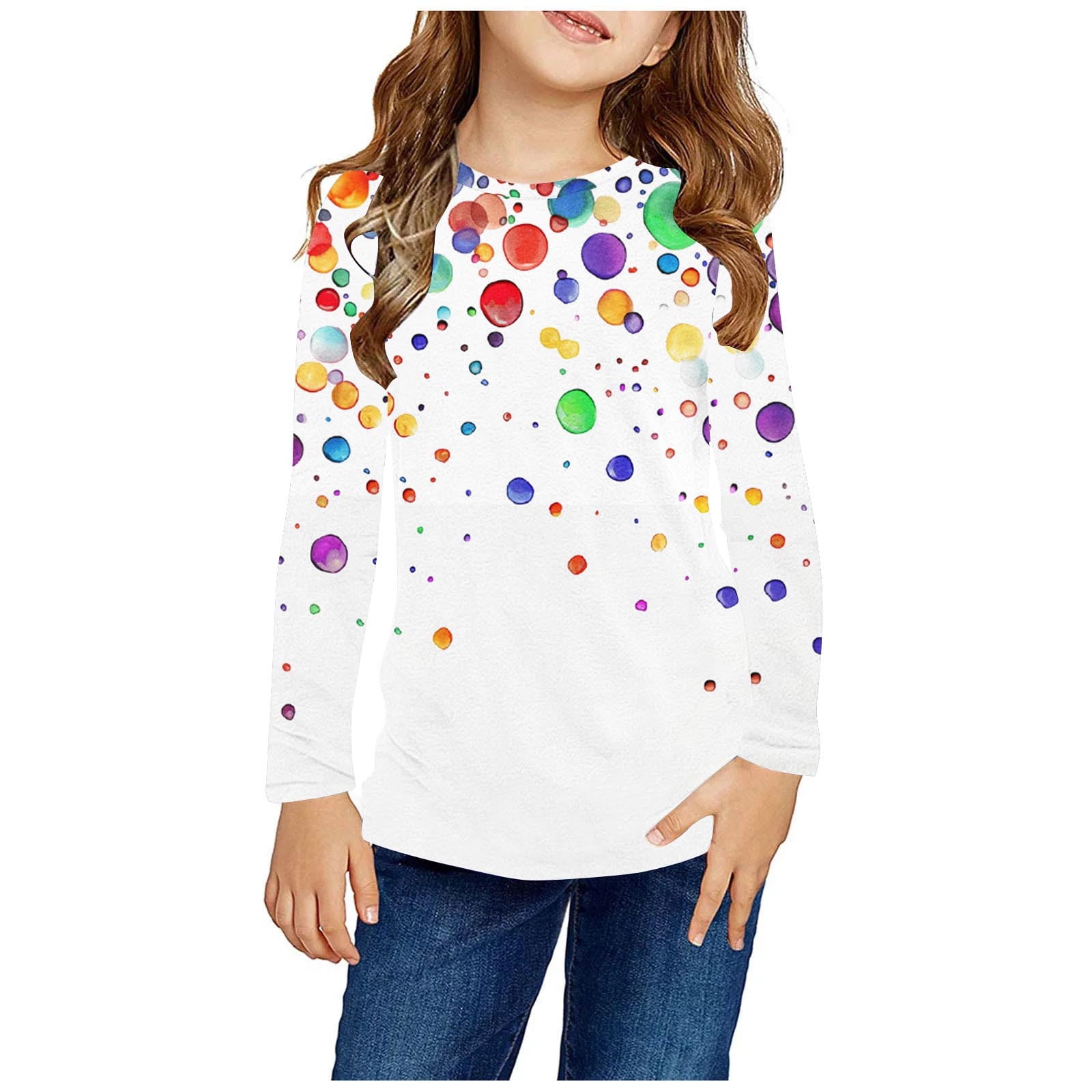 Holiday Deals AJTQTH Funny Print Long Sleeve Shirts for Kids Boys Girls ...