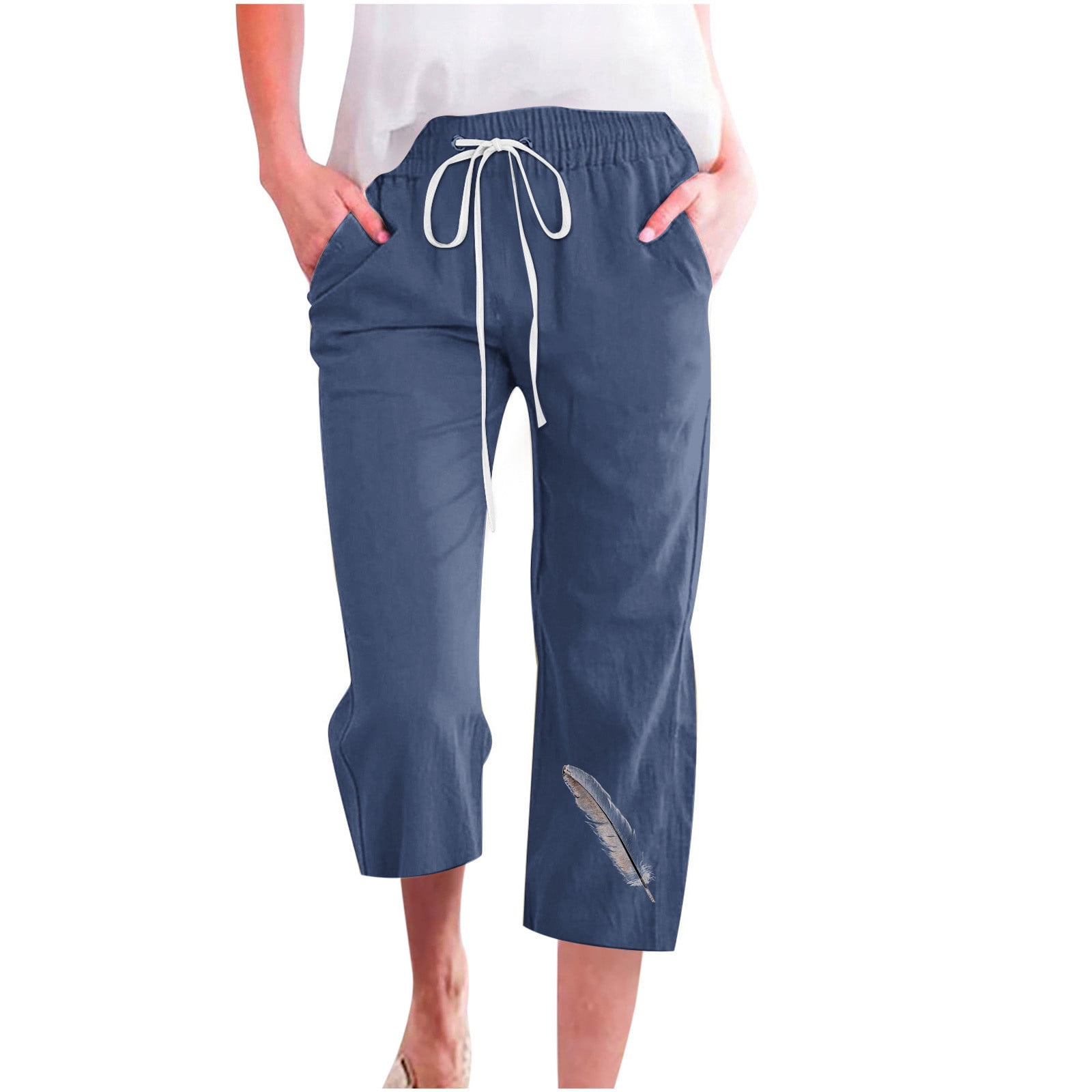 Holiday Deals! Ohufall Capris Pants For Women, Capris For Women, Casual ...