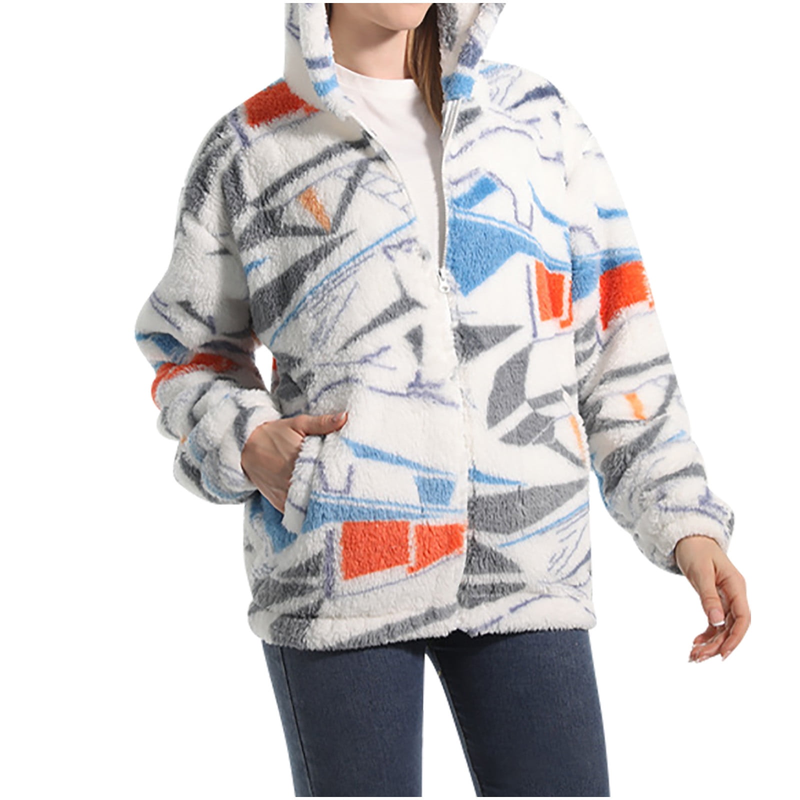 Holiday Deals Saving! Pejock Women's 2023 Fashion Winter Coat Long Sleeve Lapel Zip Up Faux ...