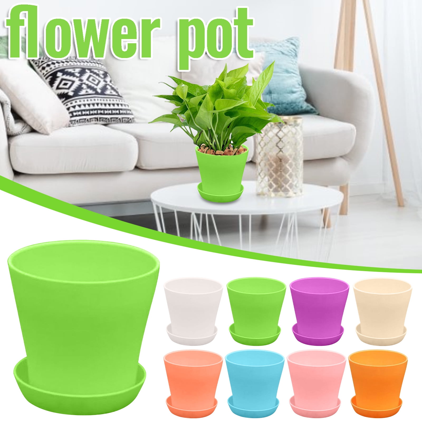 Holiday Deals karymi 3Pcs Plastic Plant Pots Indoor with Drainage ...