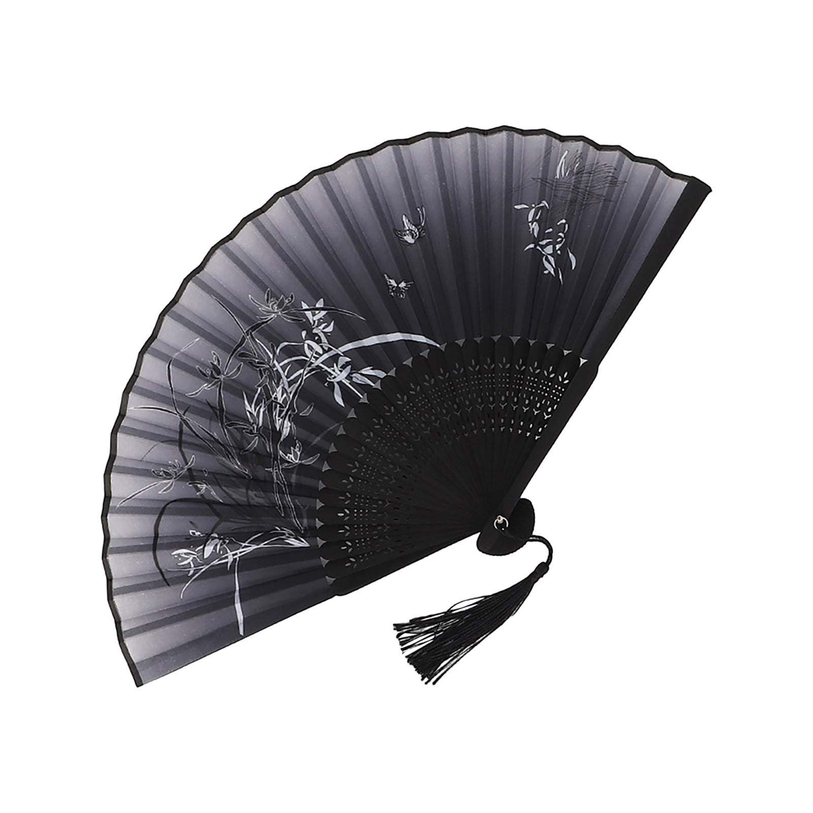 Holiday Decor Elegant Black Lace Folding Hand Fan With Floral Design ...