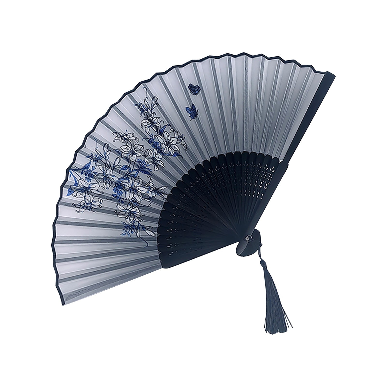 Party Supplies Elegant Black Lace Folding Hand Fan with Floral Design ...
