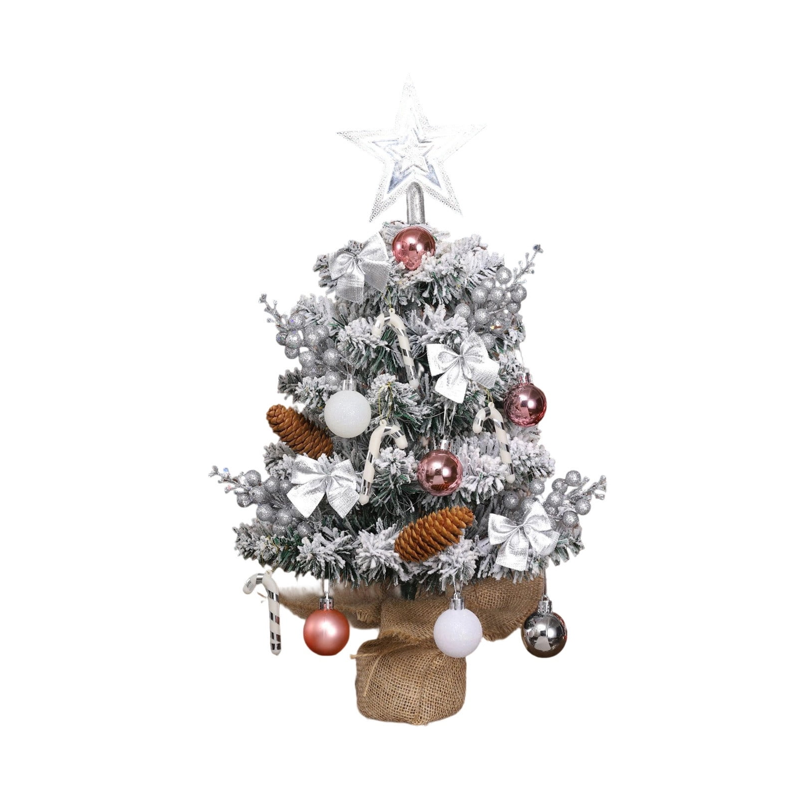 Holiday Decor, Flocked Christmas Tree With Led Lights, Gold Star & Red ...