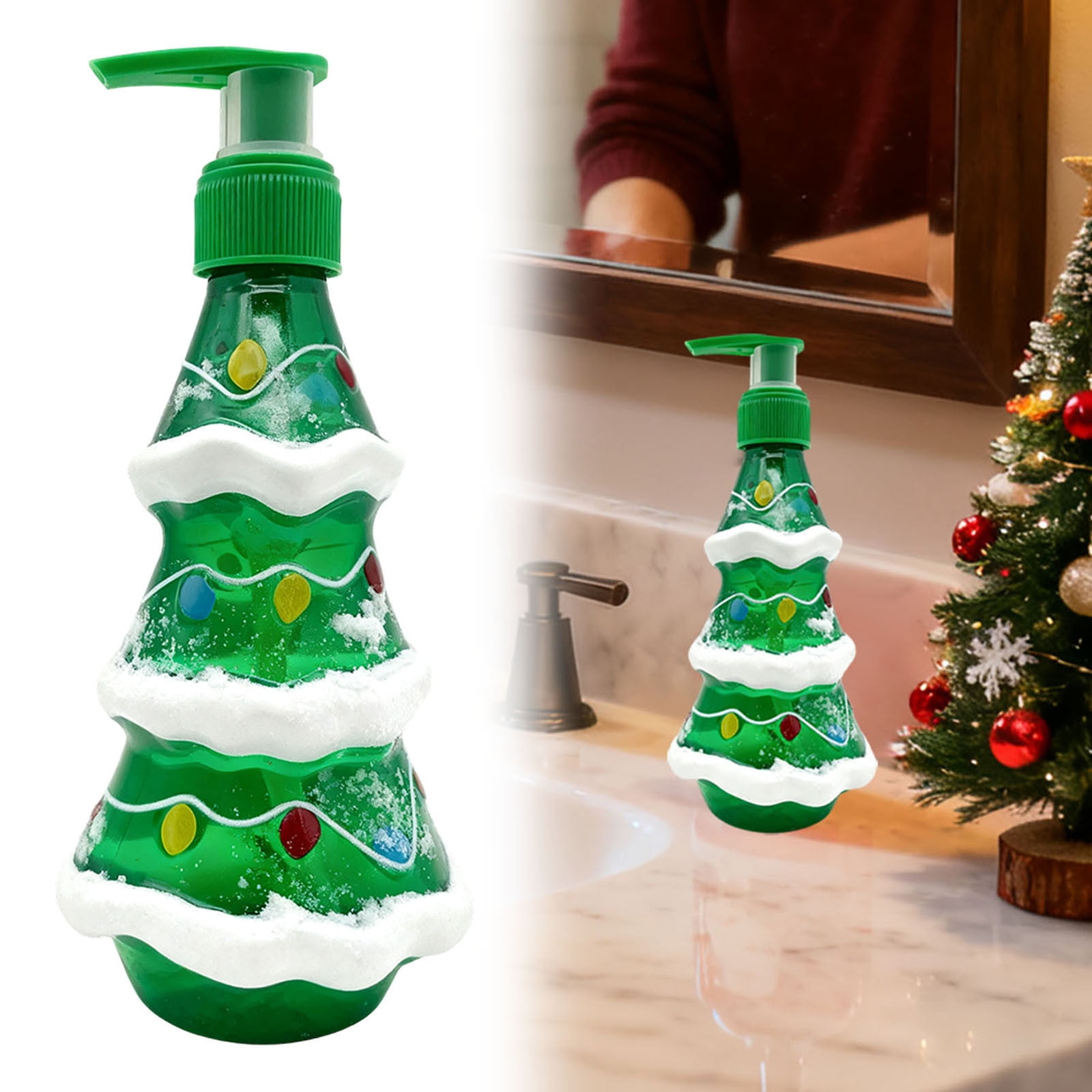 Holiday Decor Refillable Soap Dispenser, Snowman Santa Christmas Tree ...