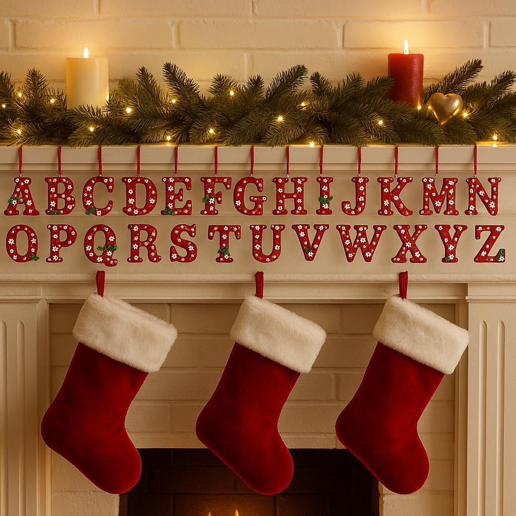 Holiday Decorations Christmas Alphabet Pendants A to Z with Festive ...