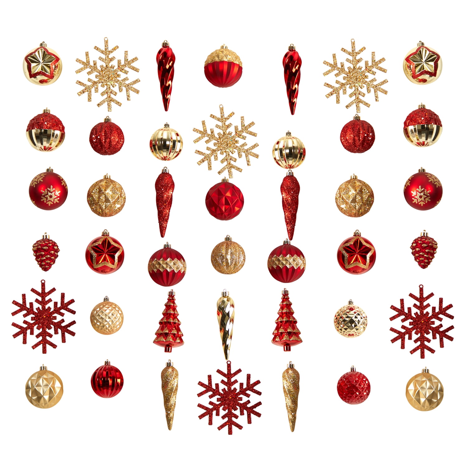 Holiday Deluxe Shatterproof, 52 Count Christmas Tree Ornament Box Set ...