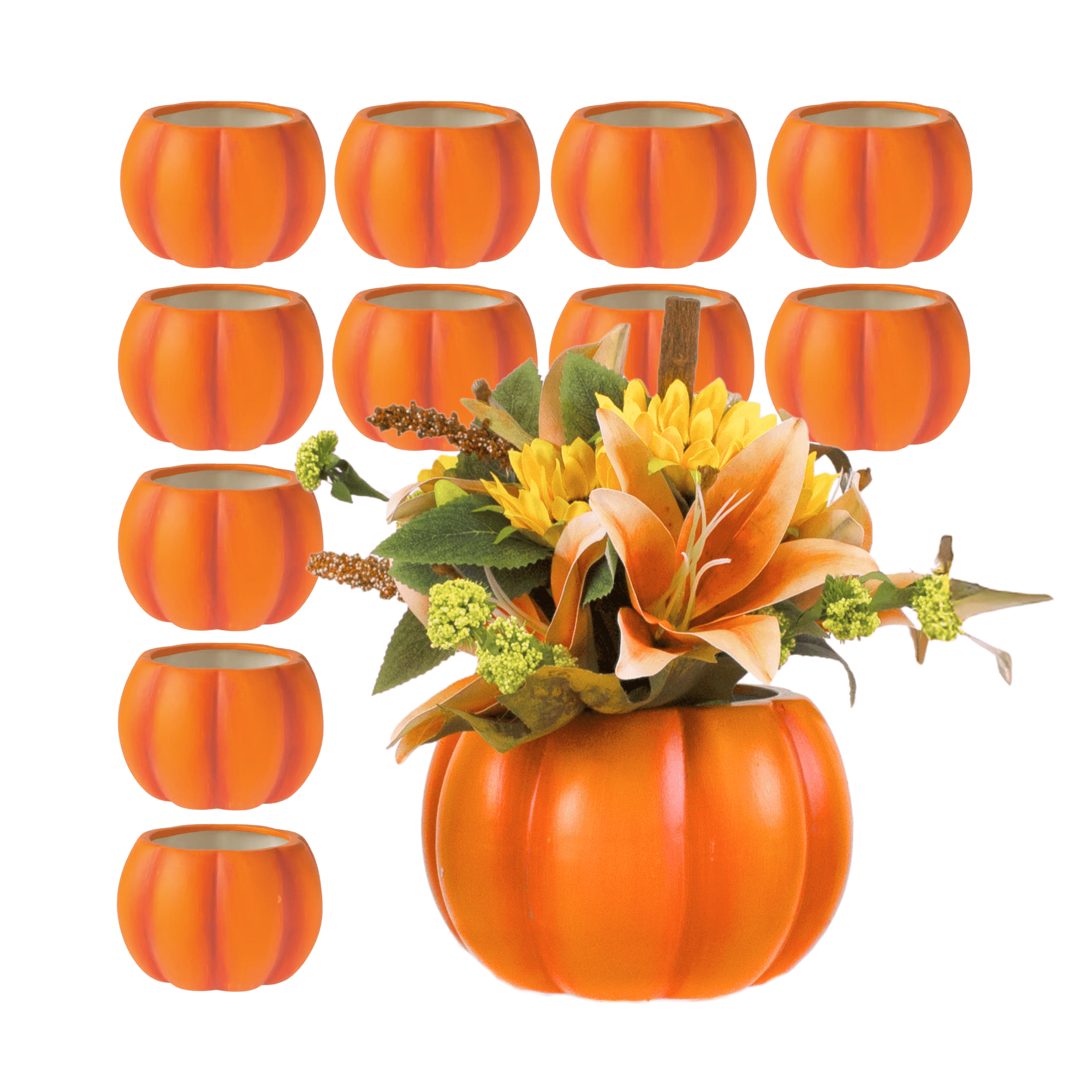 Holiday Designs - 5.5 Inch Pumpkin Planter Pots, Set of 12 Matte ...