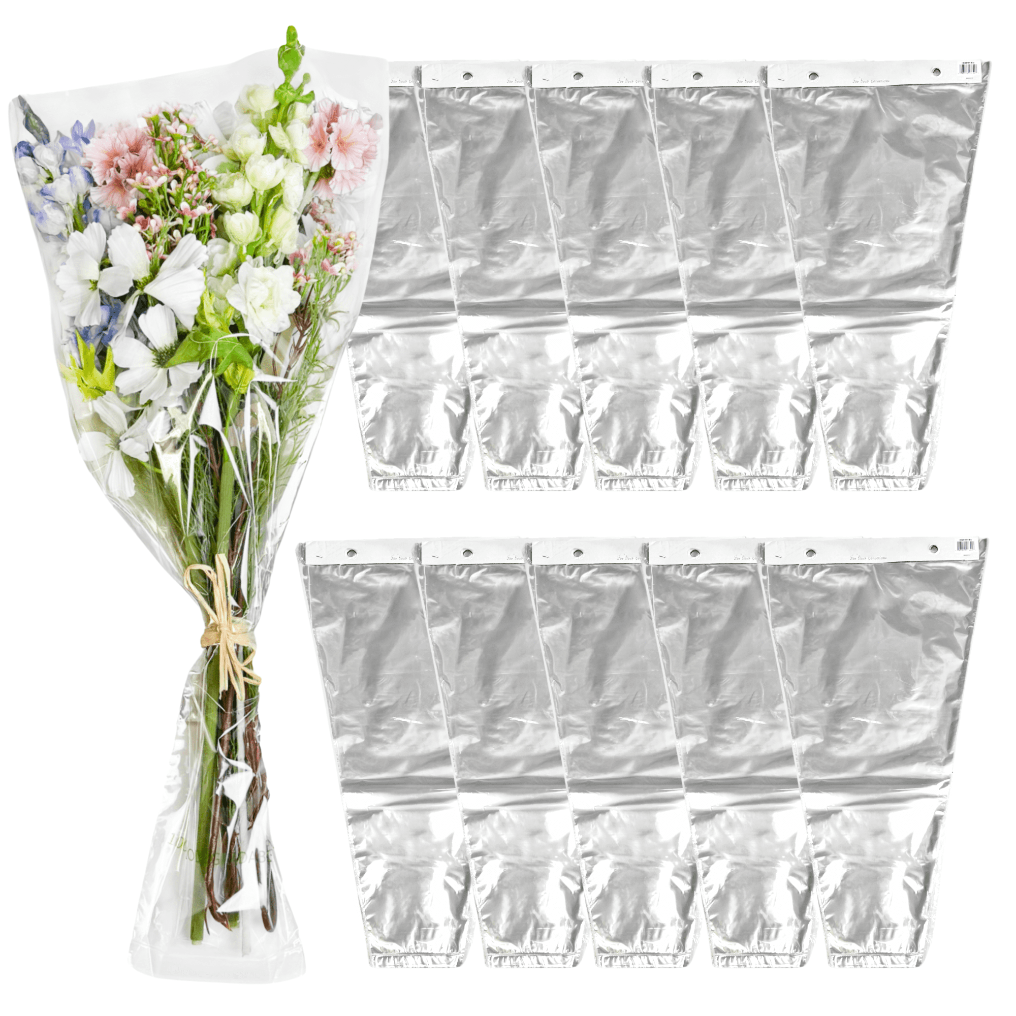 Holiday Designs - Bulk Case of 1000 Bottom Sealed Clear BOPP Bouquet ...