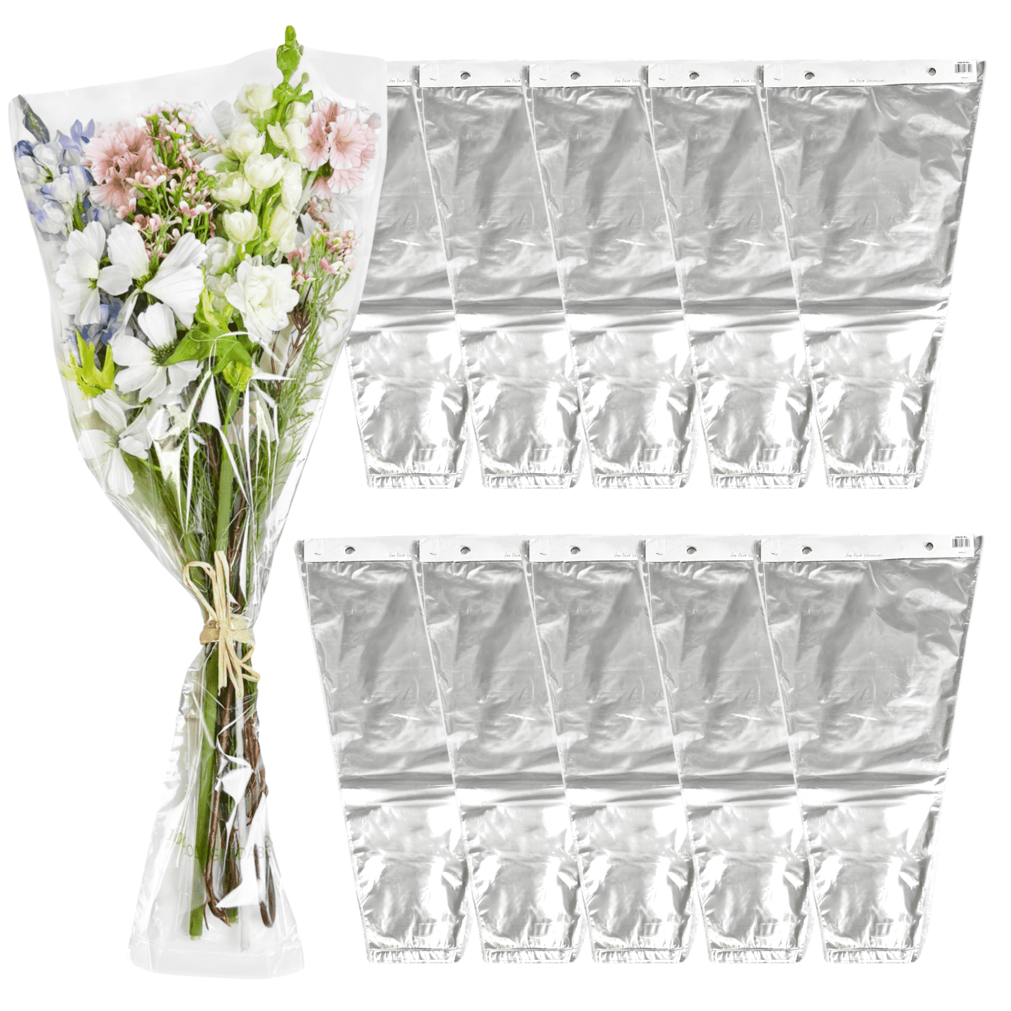 Holiday Designs - 10 Packs of 100 Bottom Sealed Bouquet Sleeves ...