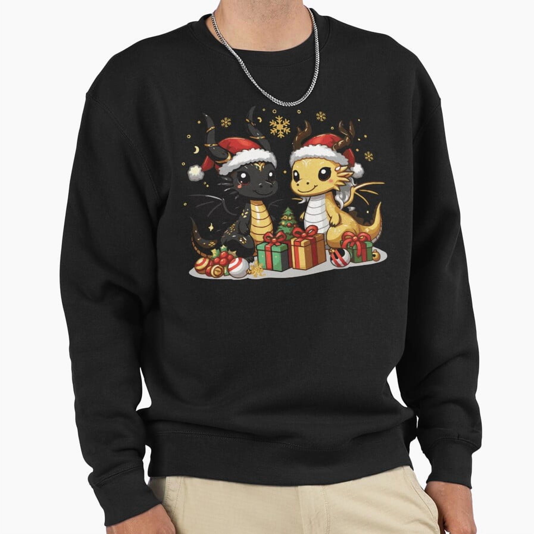 Holiday Dragons Fantasy Creature Funny Retro Christmas Graphic Art ...