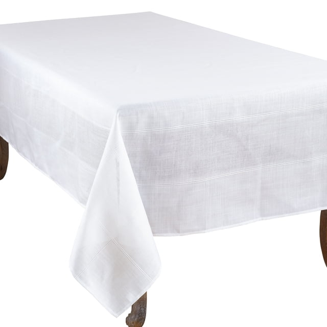 Holiday Drawn Work Thread Design Tablecloth - 2 Colors (White, 72"x108 ...
