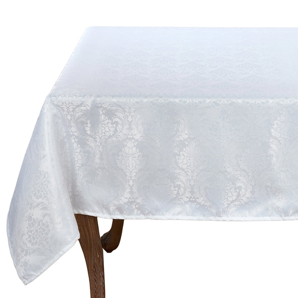 Holiday Elegant Damask White Table Linen Collection Tablecloth (70"X104 ...
