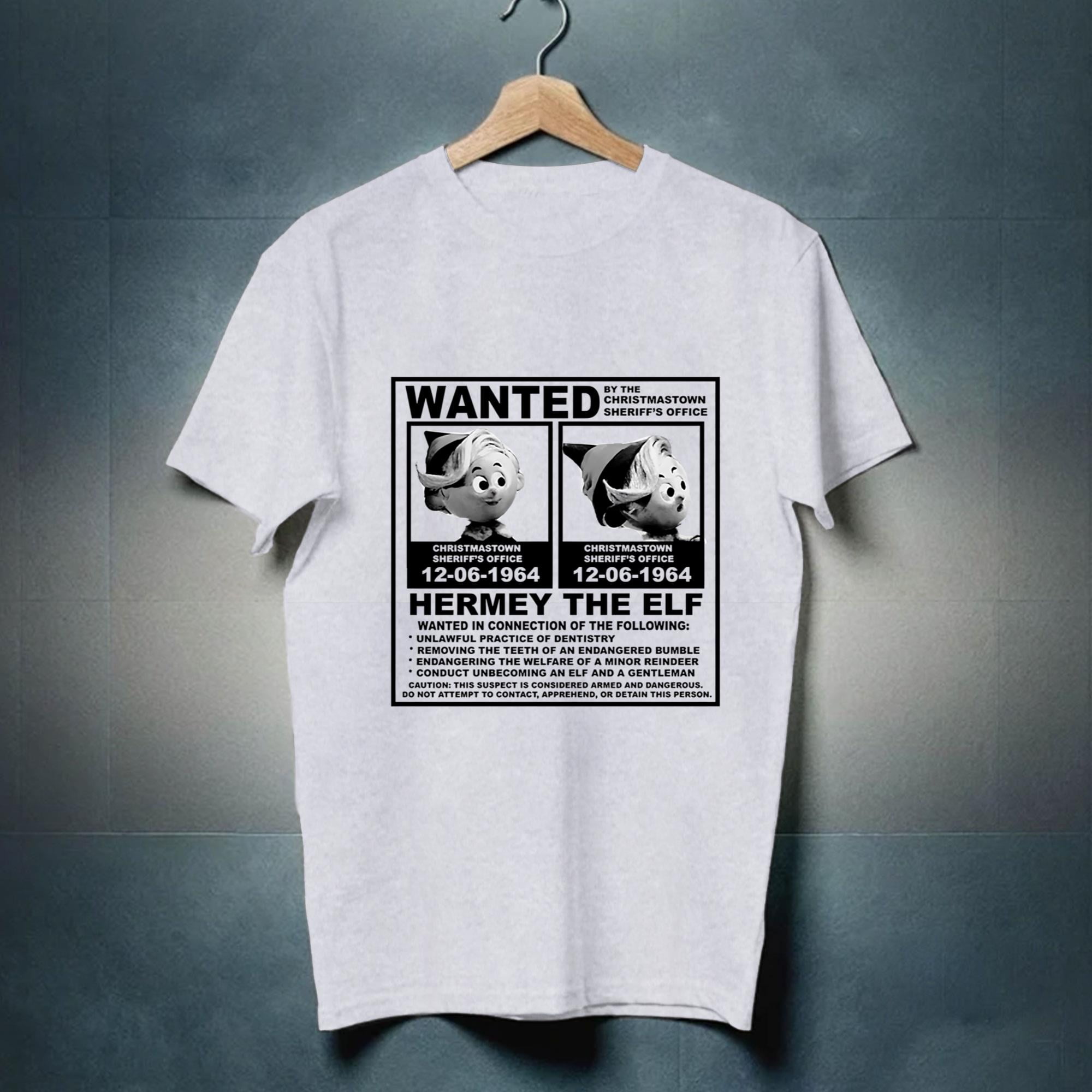 Holiday Elf Wanted Poster fit Christmas white graphic T-shirt - Walmart.com