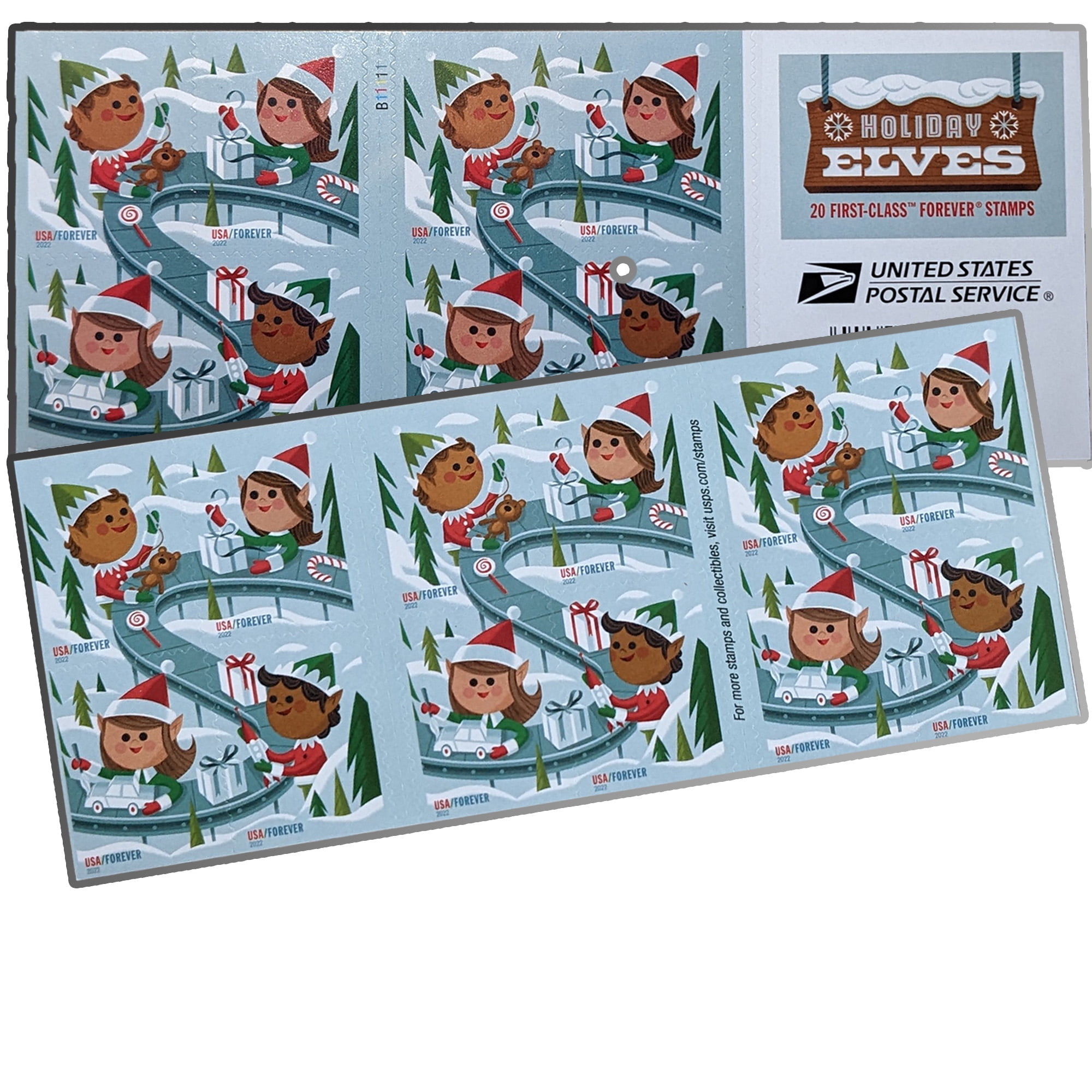 Holiday Elves USPS Forever Stamp, 20 1st Class, Wedding, Christmas ...