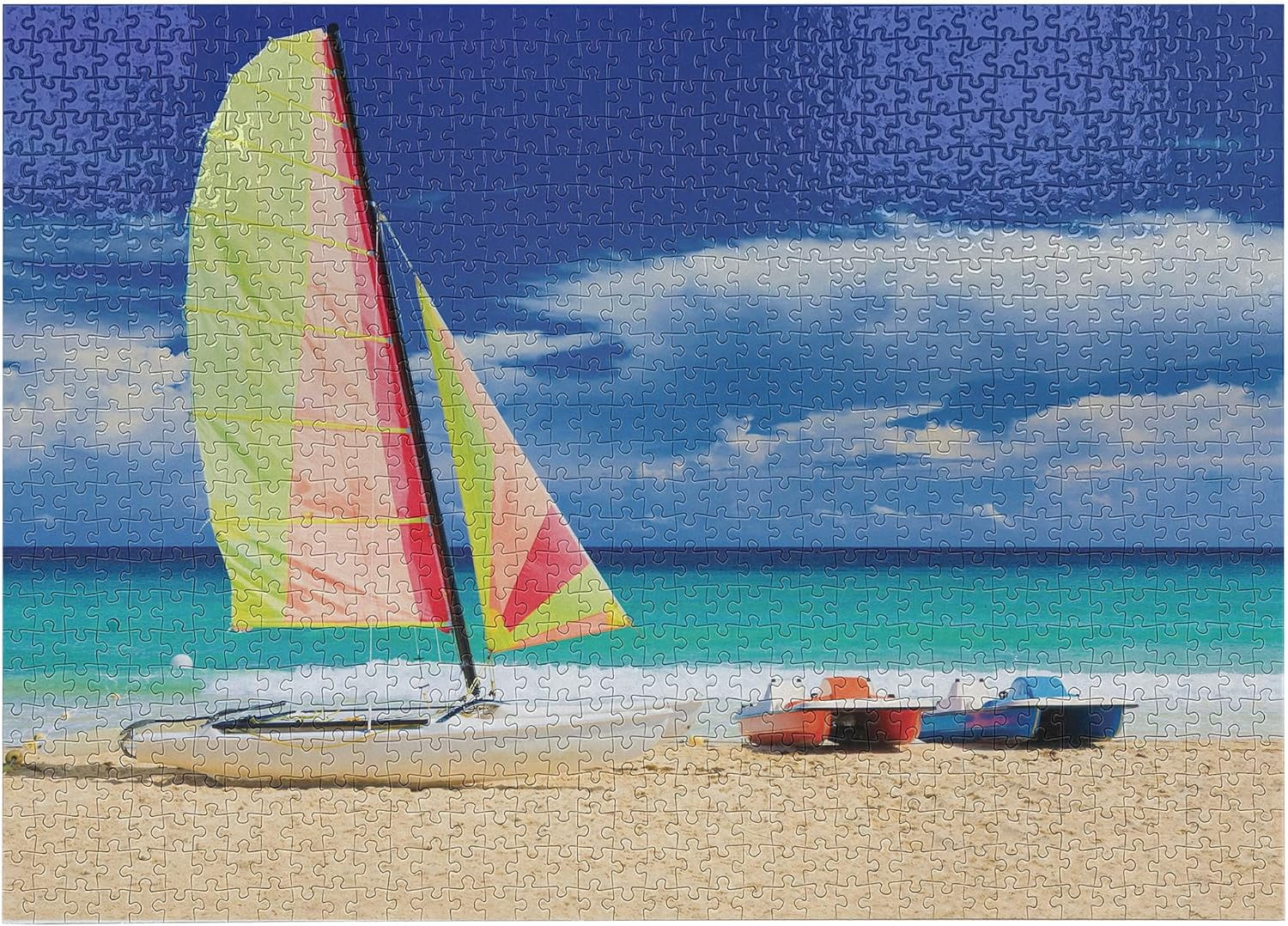 Holiday Exotic Cuban Beach Wind Surfing Boat and Waves Tropical Summer ...
