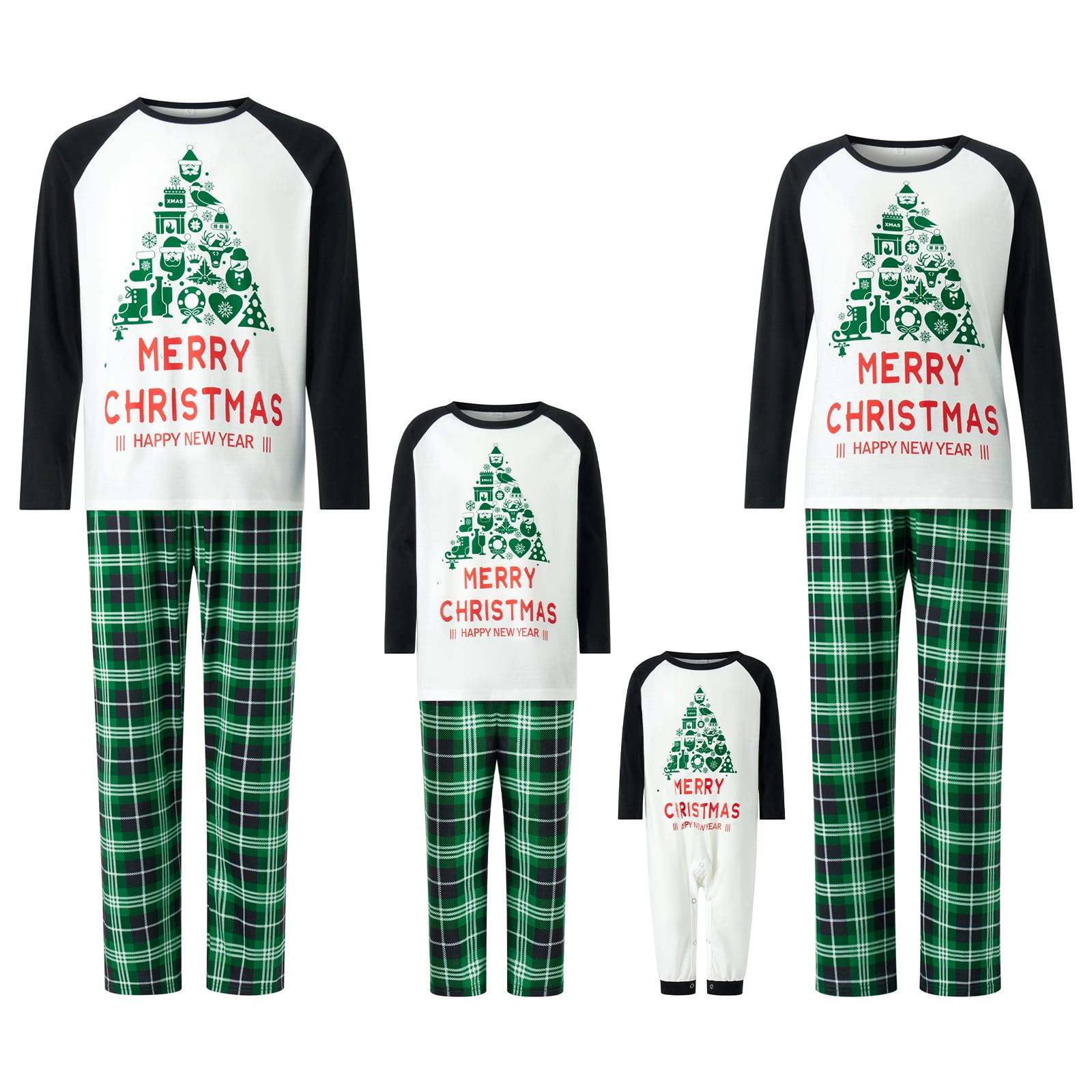 Holiday Family Matching Pajamas Christmas Pjs Set Long Sleeve Tops Xmas ...