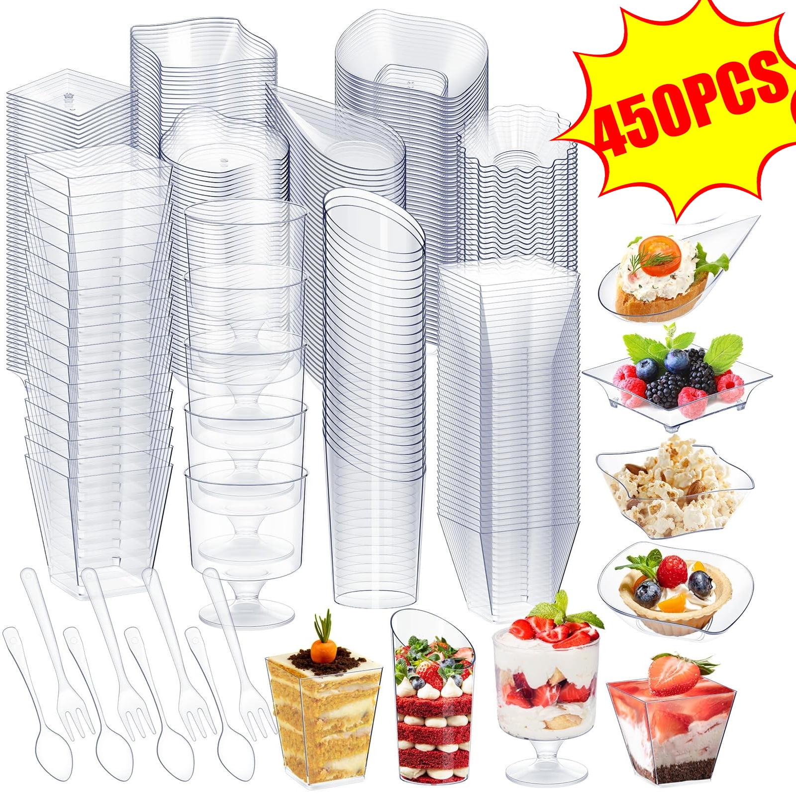 Holiday Feast Essentials 450 Pcs Mini Appetizer Plates & Clear Dessert ...