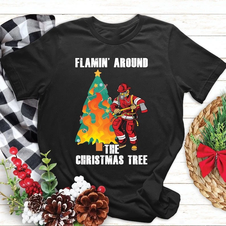 Holiday Fire Crew Tree Winter Seasonal Firefighter Inspired Bright ...